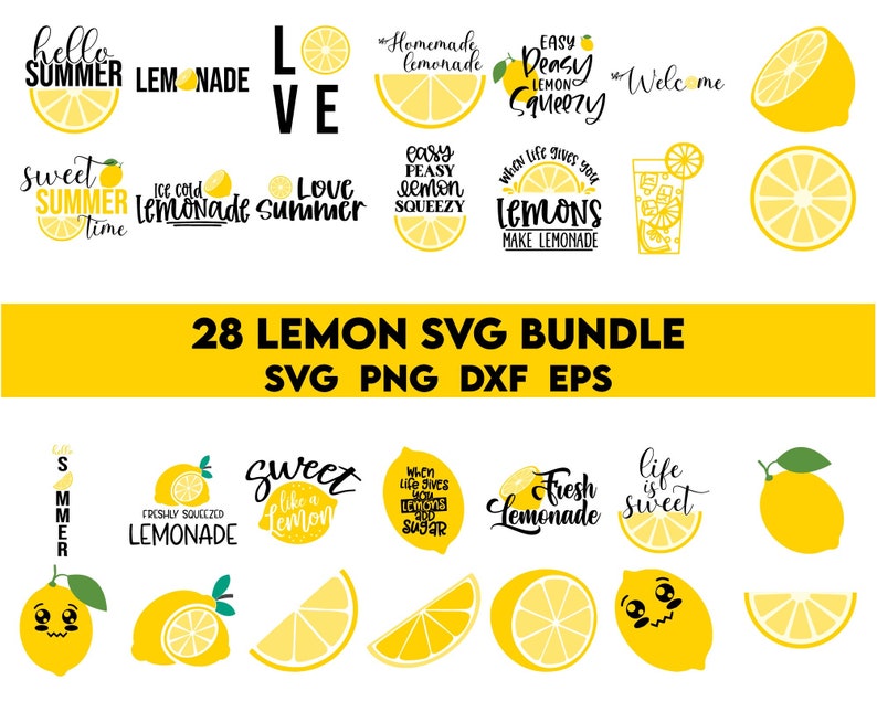 Lemon Svg Bundle, Summer Svg, Summer Svg Bundle, Lemonade Svg, Hello ...