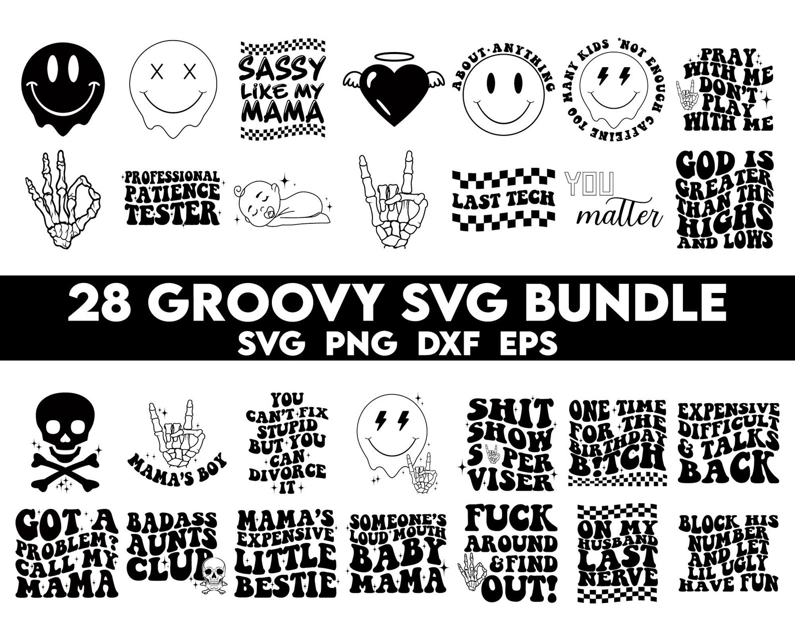 Groovy SVG Bundle, Retro SVG, Boho SVG, Hippie Svg, Aesthetic Svg ...