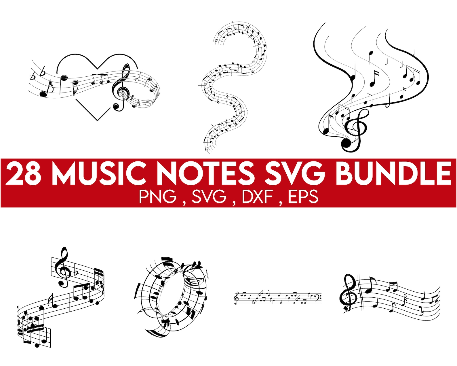 Music Notes SVG, Music Notes Bundle, Music Notes Clipart , Music Notes ...