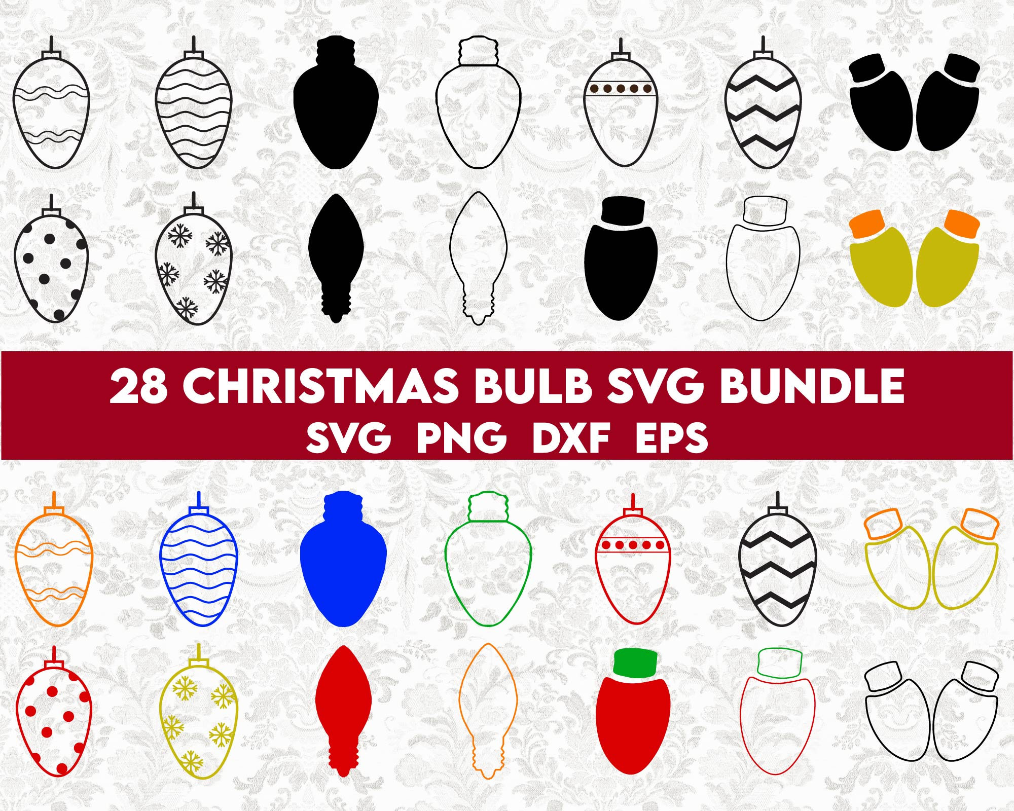 Christmas Bulb Svg Bundle, Christmas Light Svg, Christmas Lights Bundle ...
