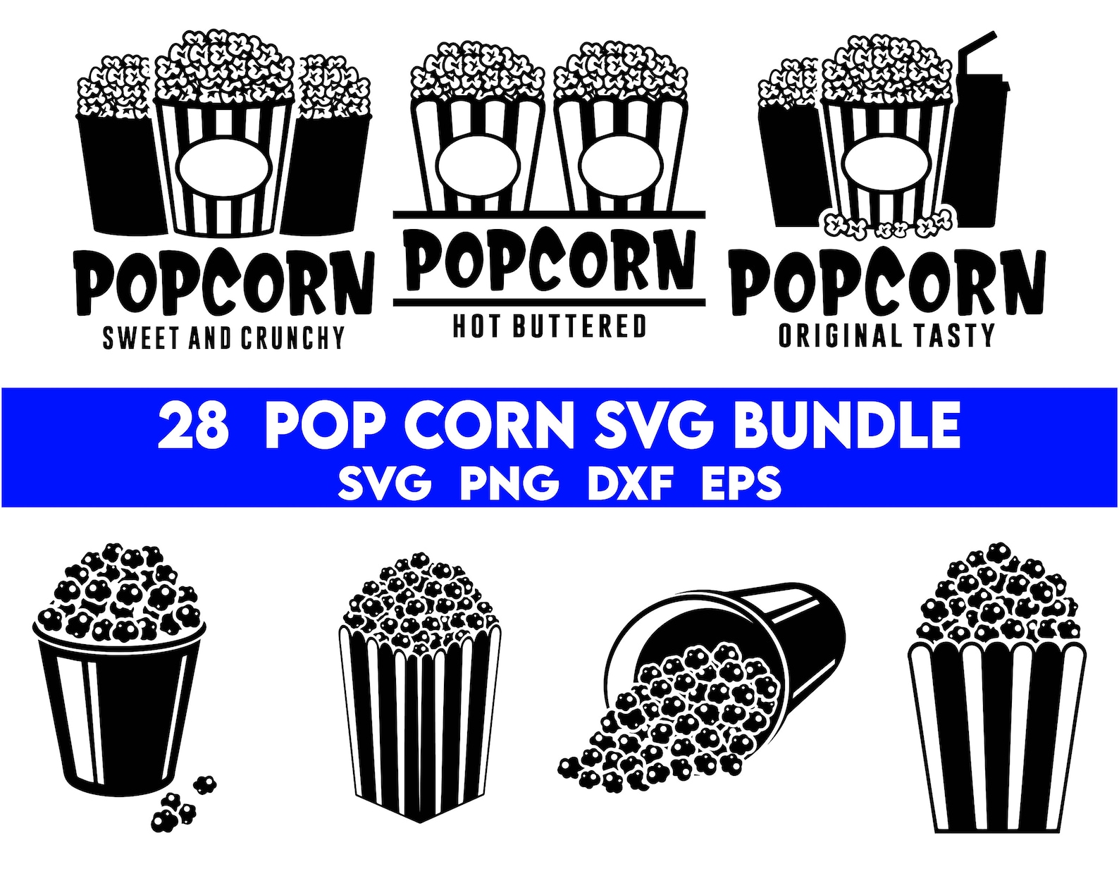 Popcorn SVG Bundle, Popcorn Bucket Svg, Popcorn Box Svg, Popcorn Cut ...