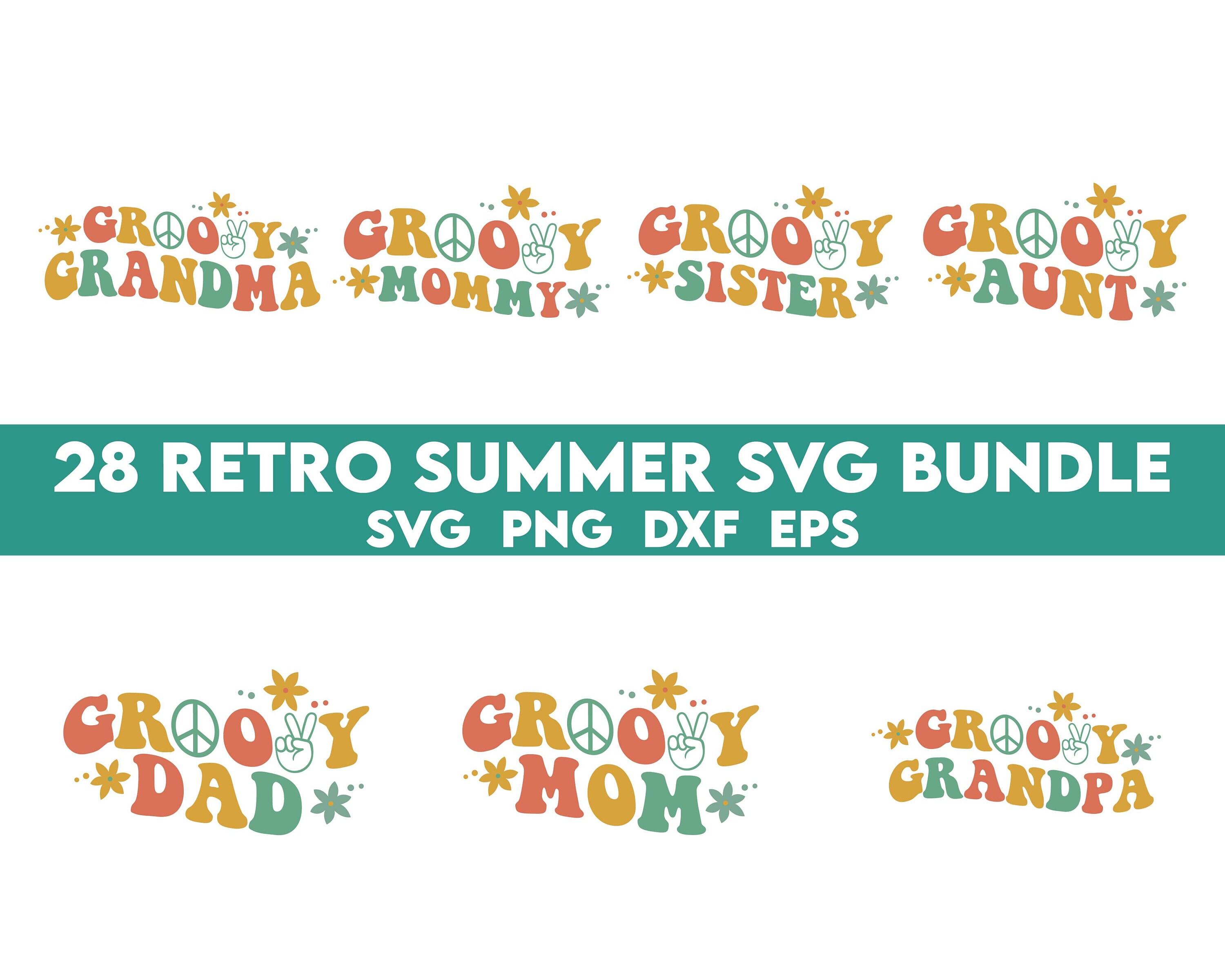 Groovy Family SVG Bundle, Retro Family Svg, Groovy Birthday Svg ...