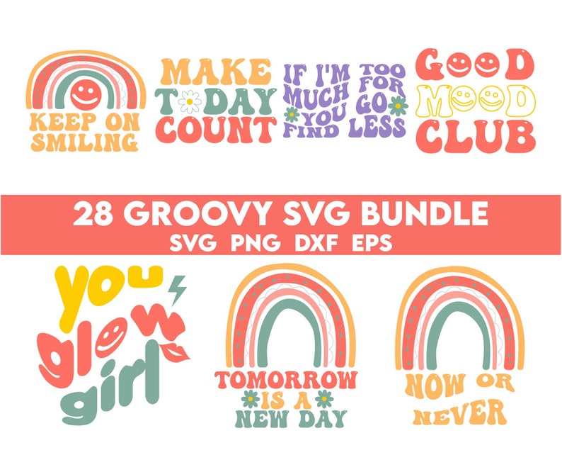 Groovy Svg Bundle, Boho Svg, Hippie Svg, Aesthetic Svg, Inspirational ...