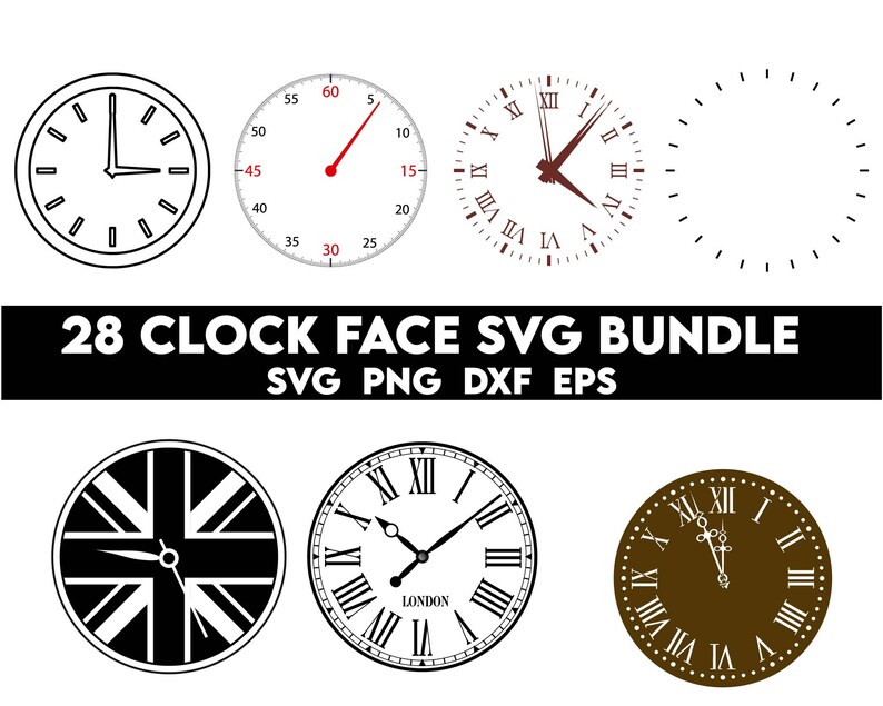 CLOCK FACE Svg Bundle, Clock Svg, Clock Face Clipart, Clock Numbers Svg ...