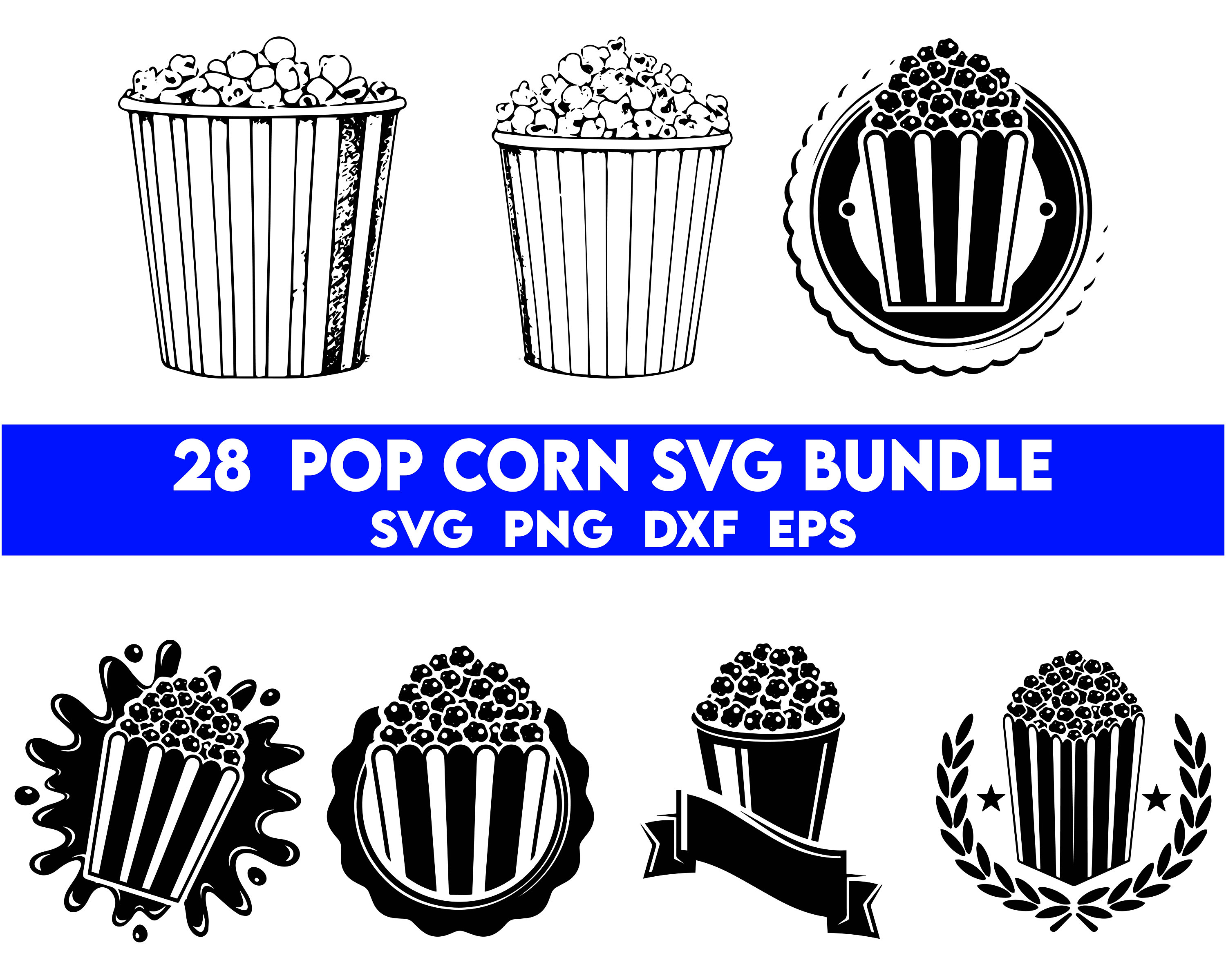 Popcorn SVG Bundle, Popcorn Bucket Svg, Popcorn Box Svg, Popcorn Cut ...