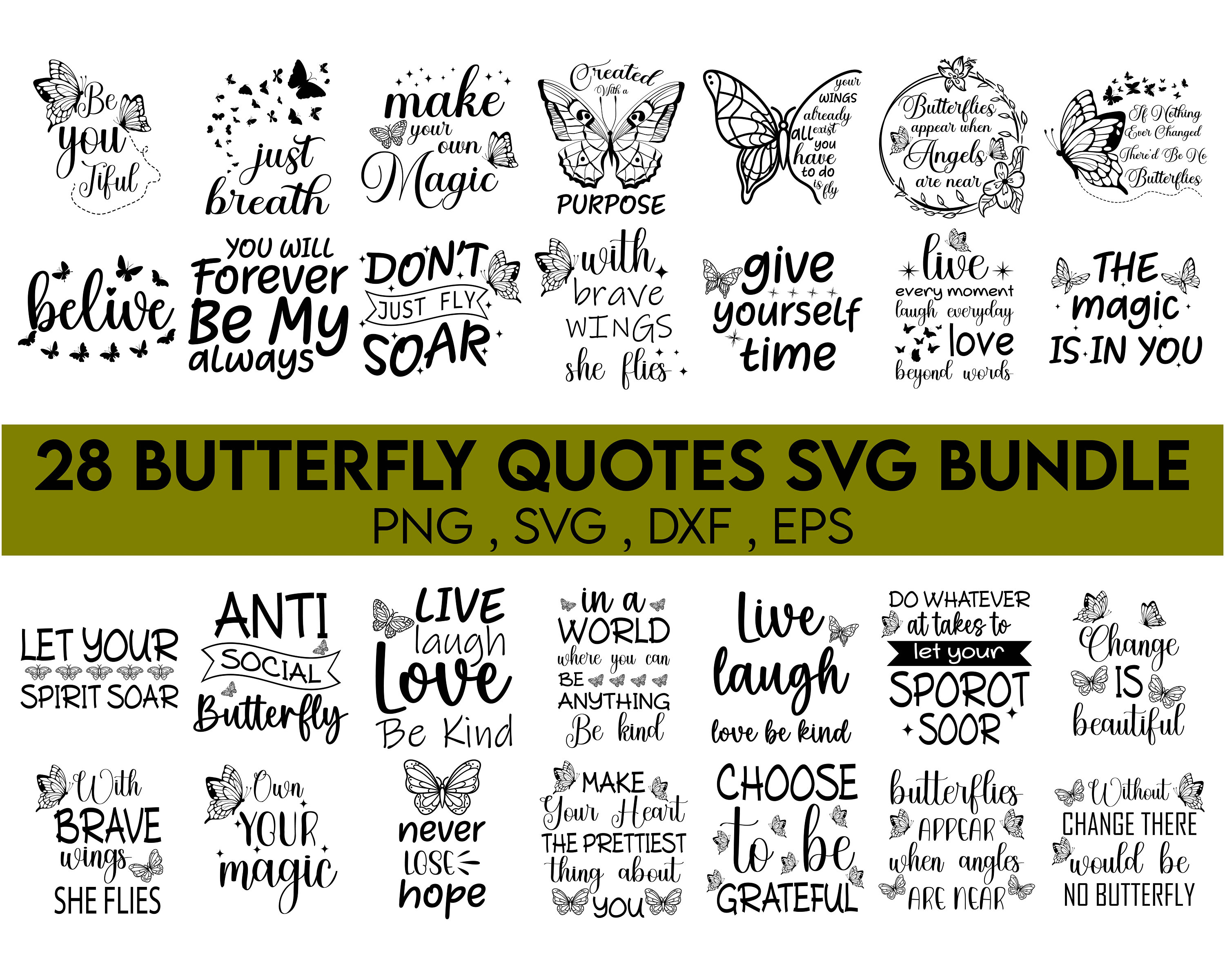 Butterfly Svg Bundle, Butterfly Quotes Svg, Butterfly Svg, Butterfly ...