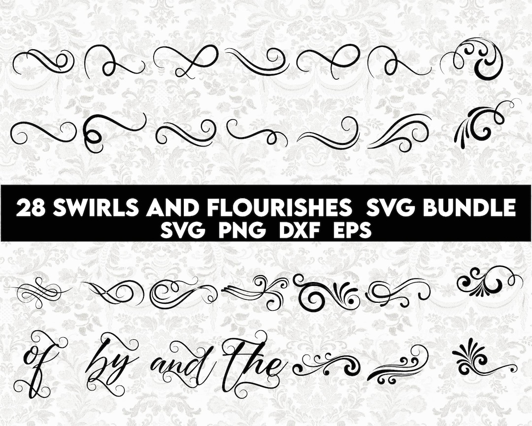 Swirls and Flourishes Svg Bundle, Swirl SVG, Flourish SVG, Swoosh SVG ...