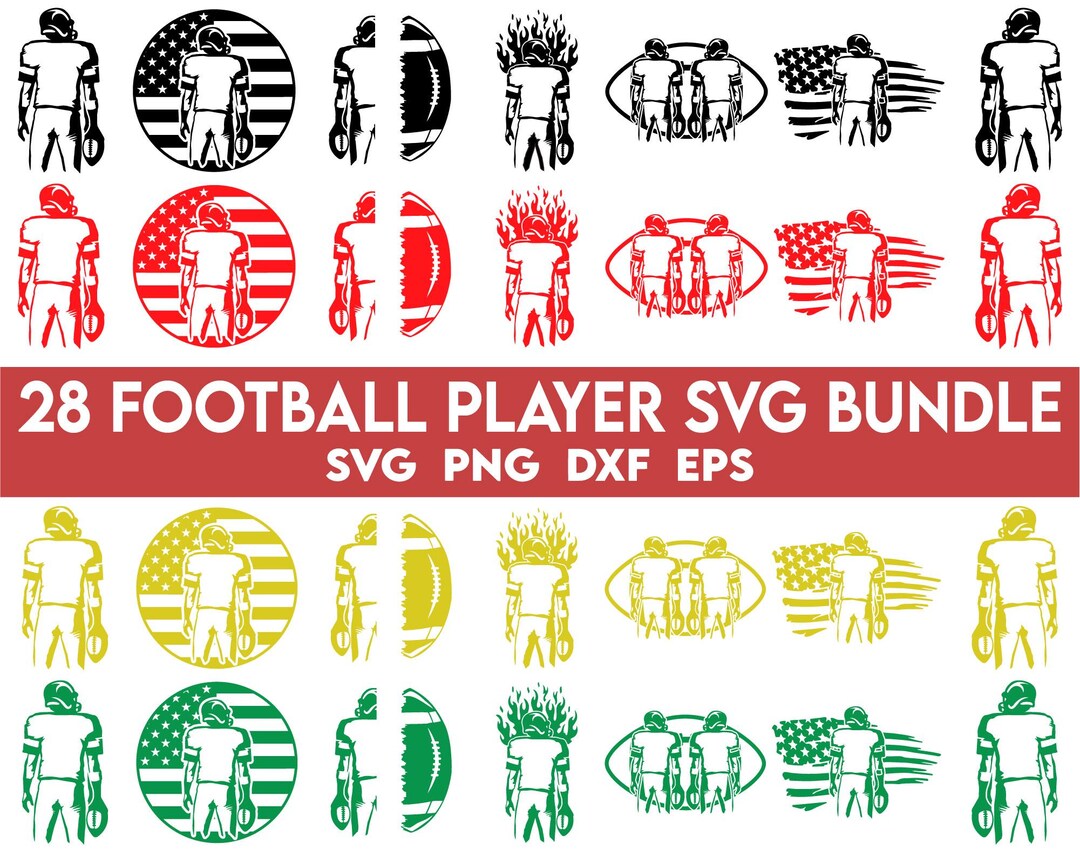 Football Players Svg Bundle, Personalized Name, Football Name Svg ...