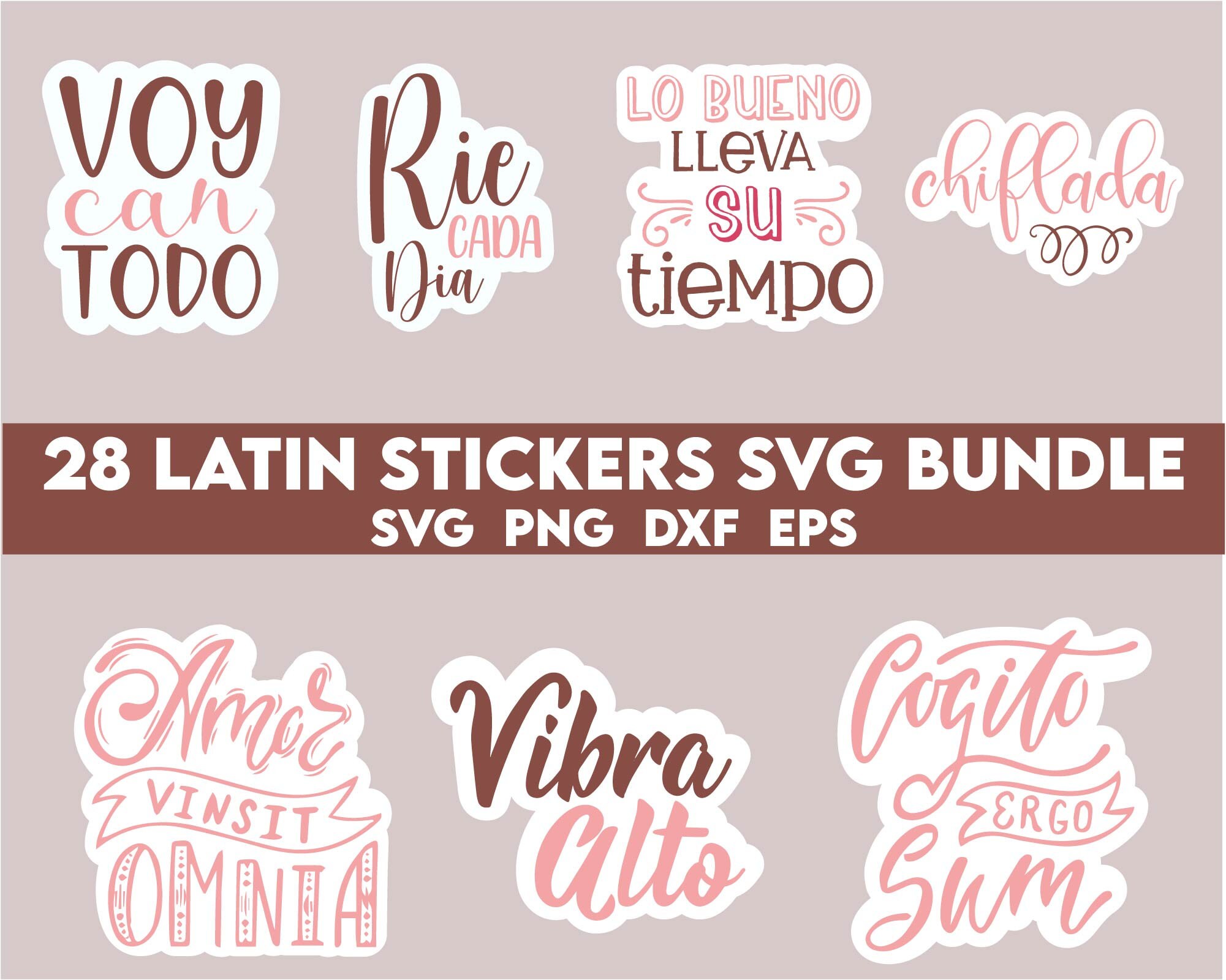 Latina Positive Stickers Svg Bundle, Latina Stickers Svg, Spanish ...