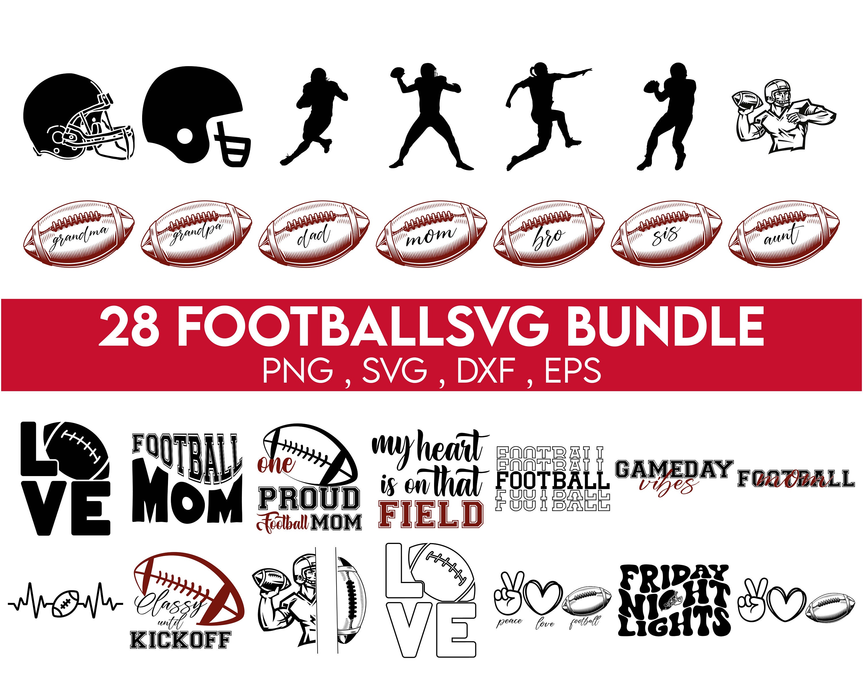 Football SVG Bundle, Football Mom Dad Svg, Football Name Svg, Varsity ...