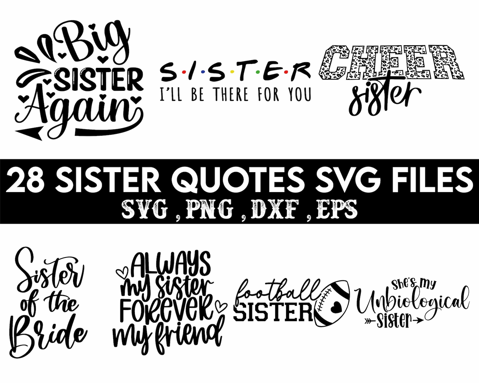 Sister Quotes SVG Bundle, Sisters SVG, Sister Shirt Svg, Cute Matching ...