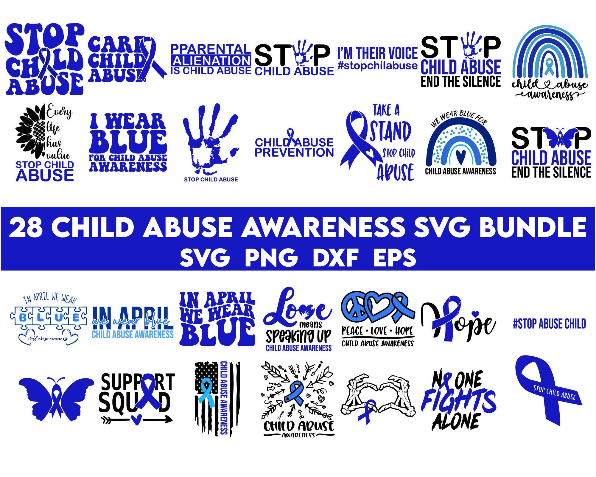 Child Abuse Awareness Svg Bundle, I Wear Blue for Child Abuse Awareness ...