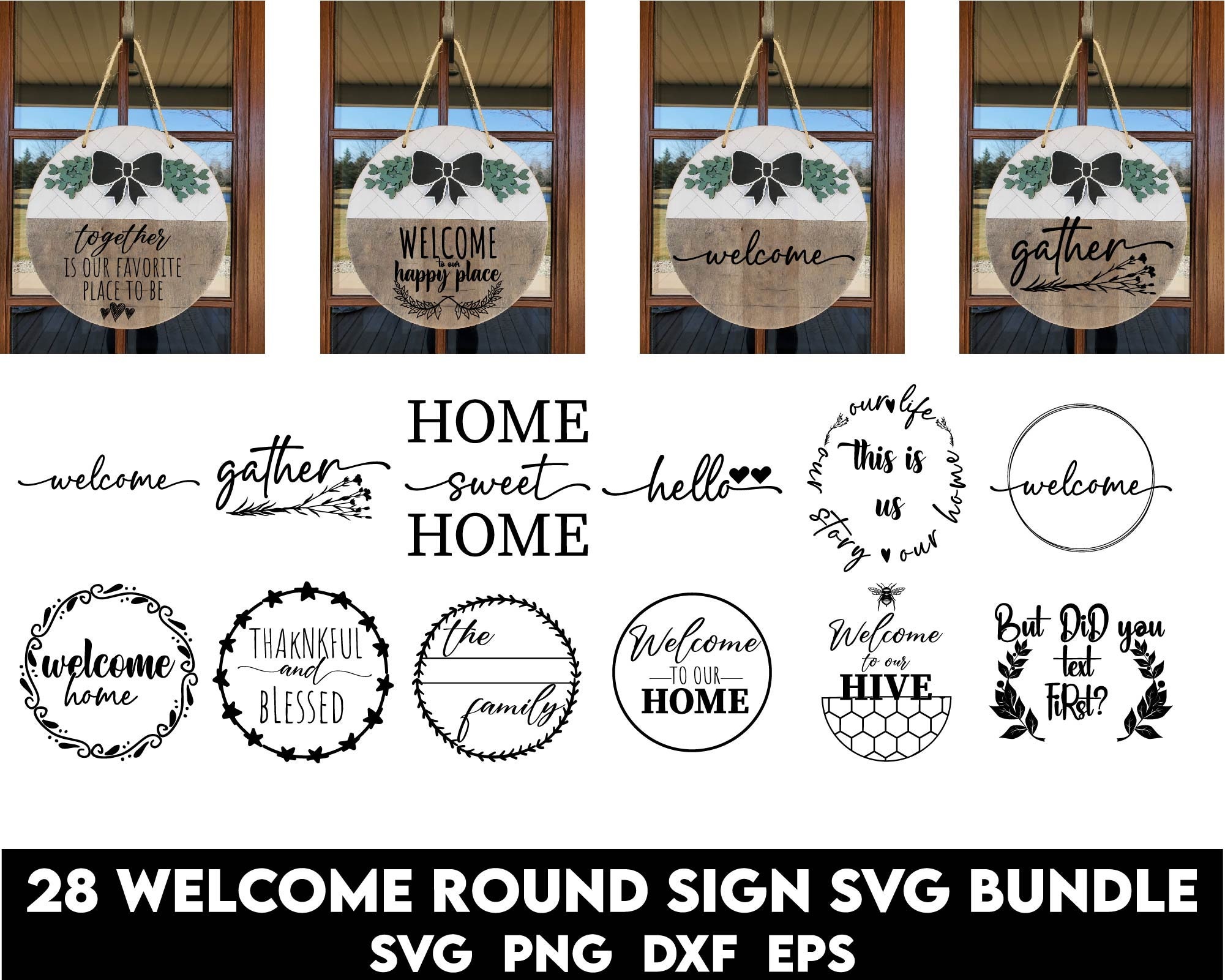 Round Sign Svg Bundle, Circle Sign Svg, Porch Sign Svg, Welcome Sign ...