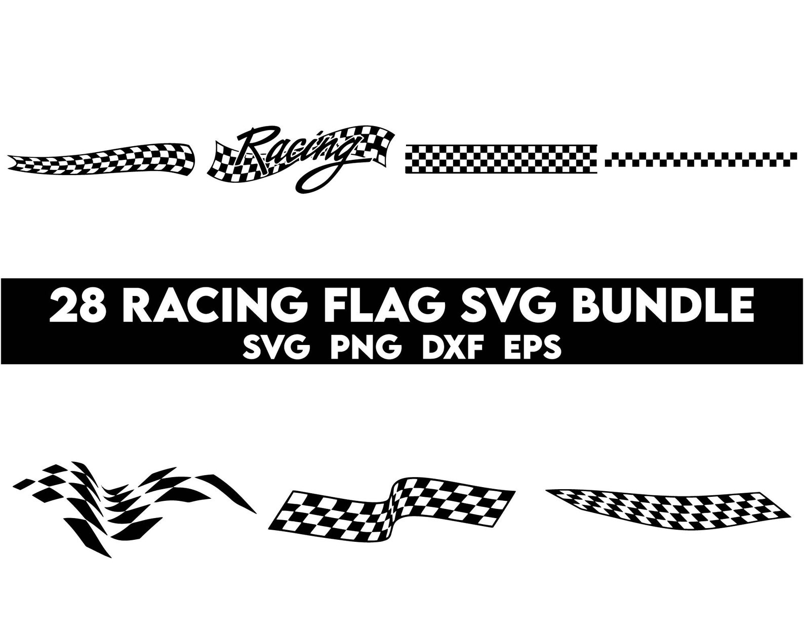 Racing Flag SVG Bundle, Racing Stripes Svg, Racing Clipart, Race Car ...