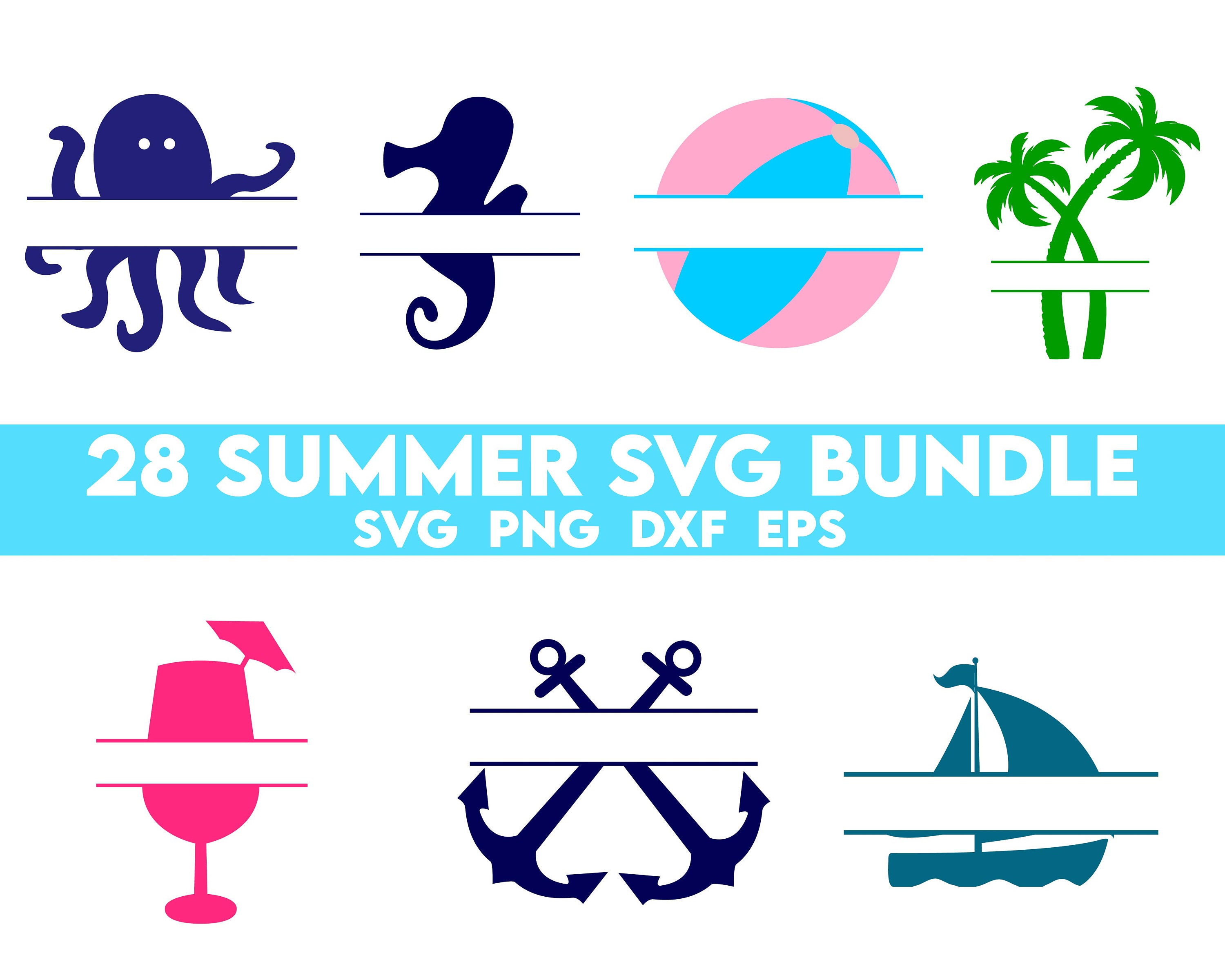 Summer SVG Bundle, Summer Name Frames Svg, Beach Svg, Digital Download ...