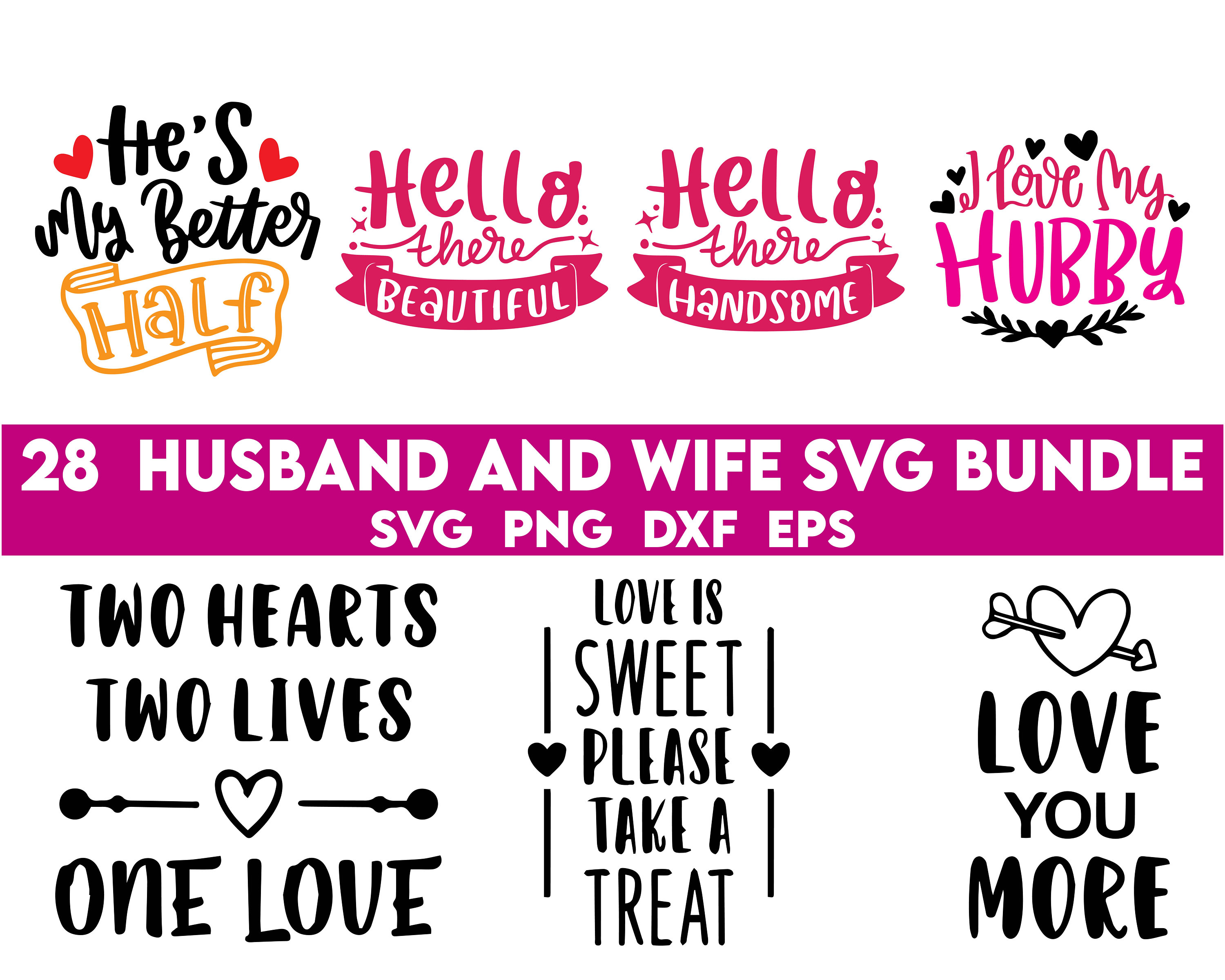 Husband and Wife Svg Bundle Valentine SVG Bundle Hubby Svg - Etsy
