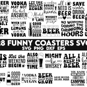 Funny Coasters Svg Bundle, Sarcastic Coasters, Coffee Coasters, Beer ...