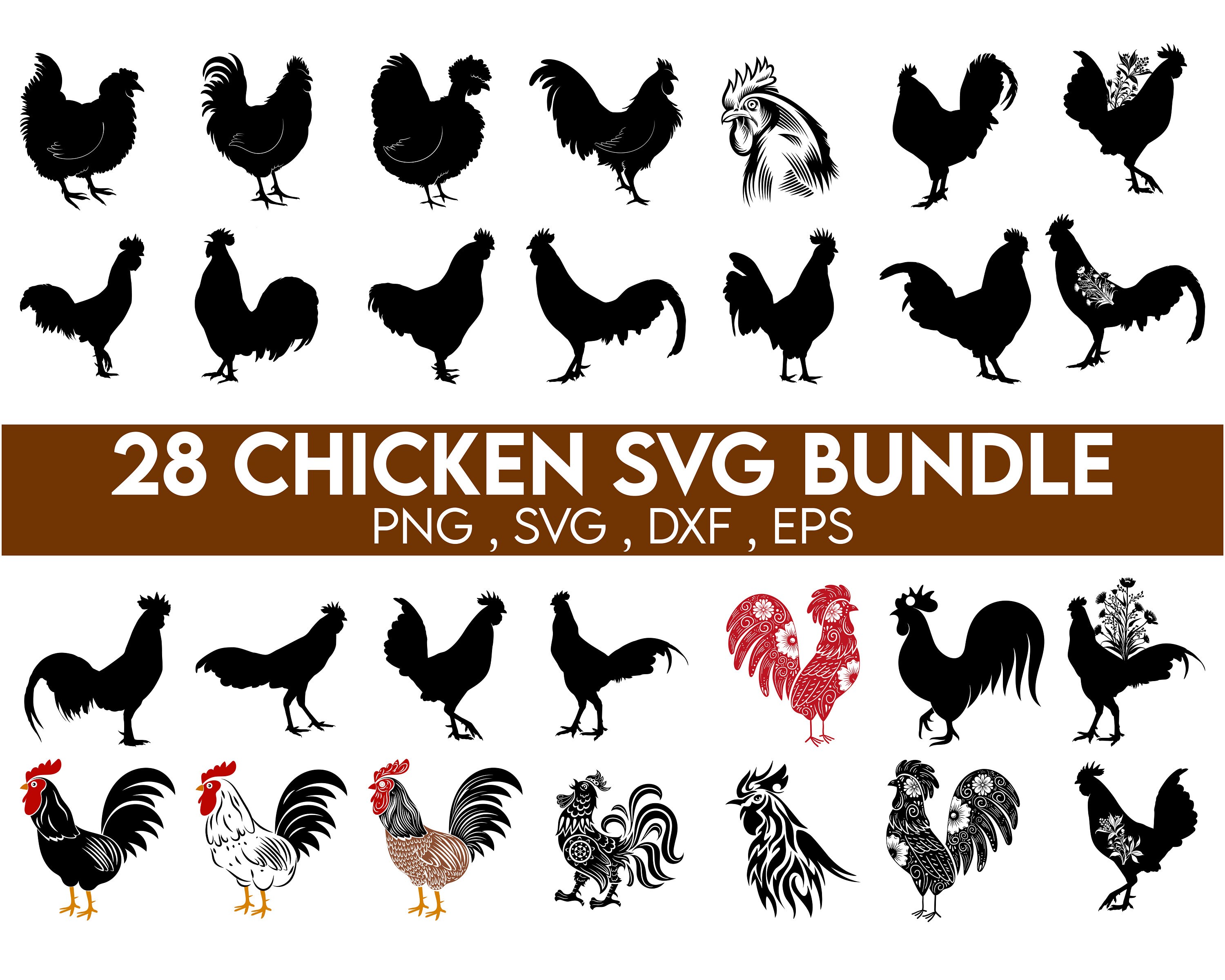 Chicken SVG Bundle Floral Rooster Svg Farmhouse Decor Svg - Etsy Singapore