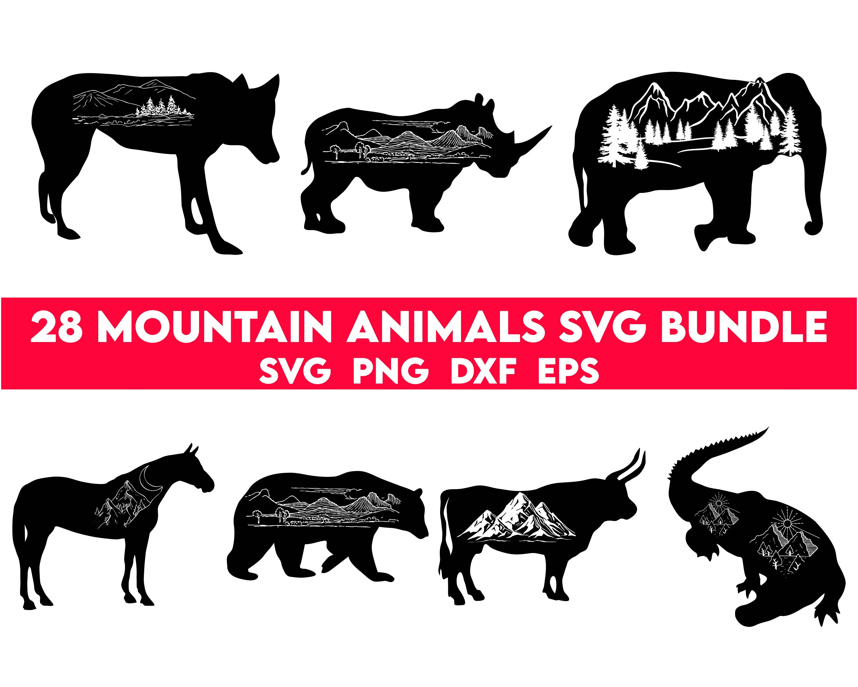 Mountain Animals Bundle SVG, Outdoors Svg, Bear Svg, Moose Svg, Wolf ...