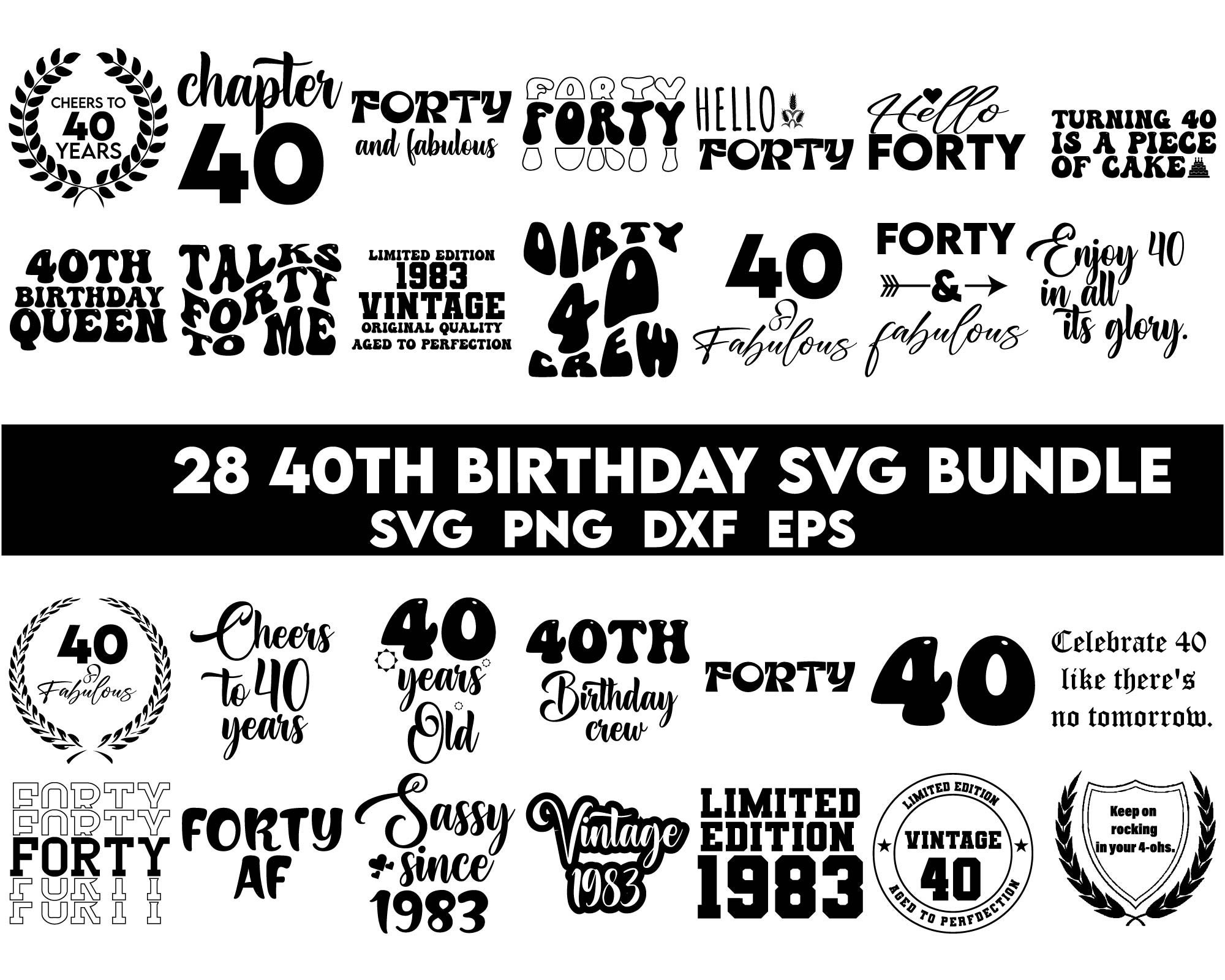 40th Birthday Svg, 40th Birthday Svg Bundle, 40th Birthday Png, 40 ...