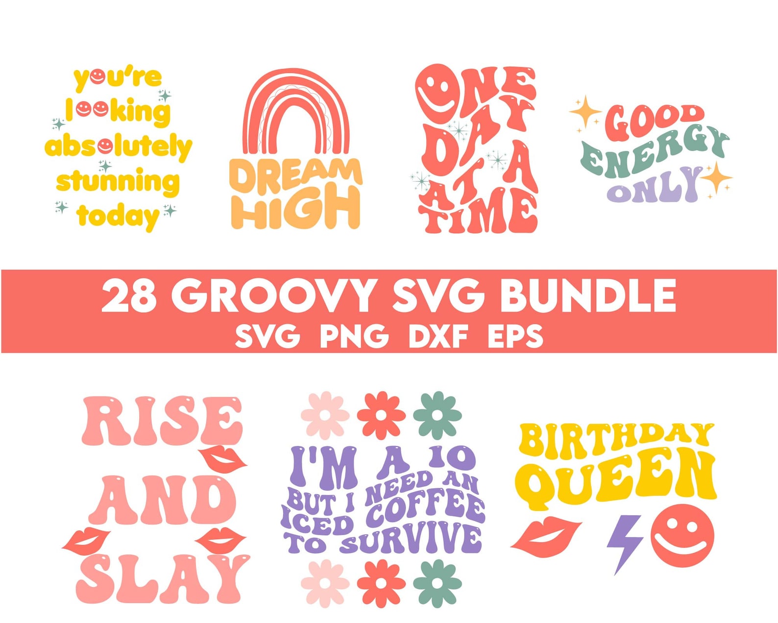 Groovy Svg Bundle, Boho Svg, Hippie Svg, Aesthetic Svg, Inspirational ...
