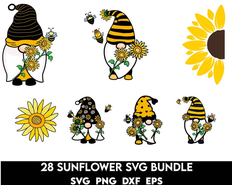 Sunflower SVG Bundle Sunflower SVG Gnome Sunflower Svg - Etsy