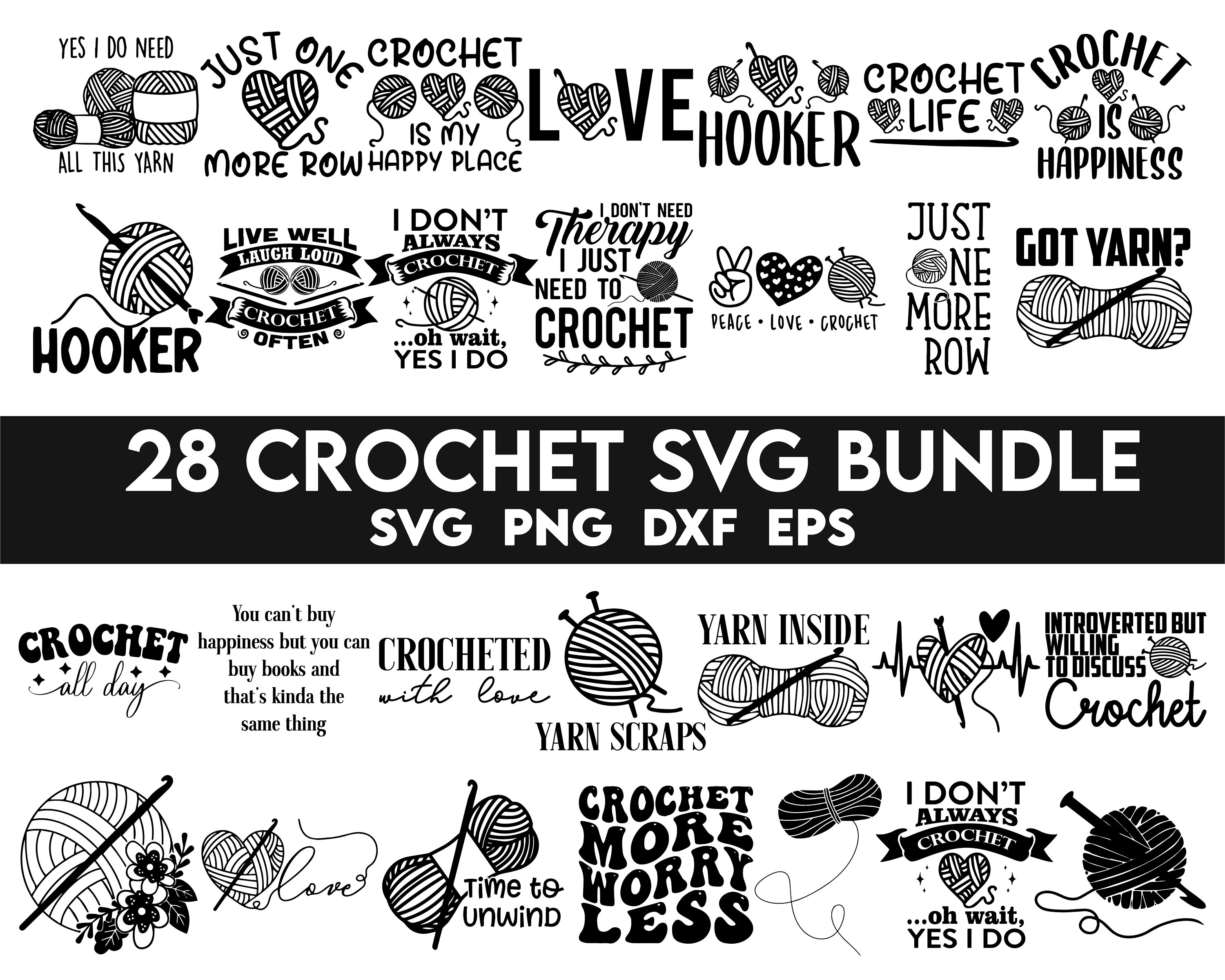 Crochet Svg Bundle, Crochet SVG, Crochet Quotes SVG, Hook Svg, Yarn Svg ...