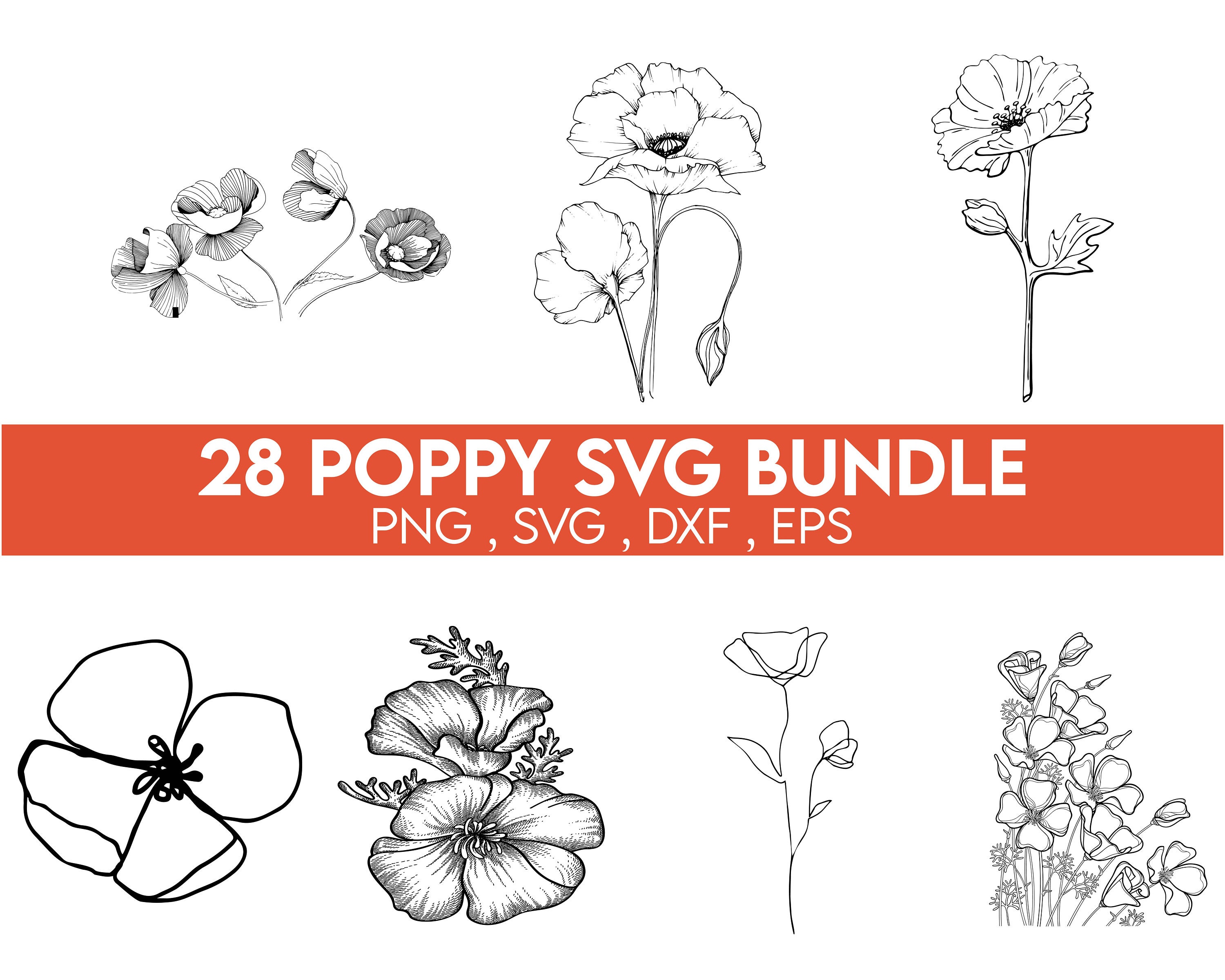 Poppy Svg Bundle Poppy Svg Poppy Wreath Svg Botanical - Etsy