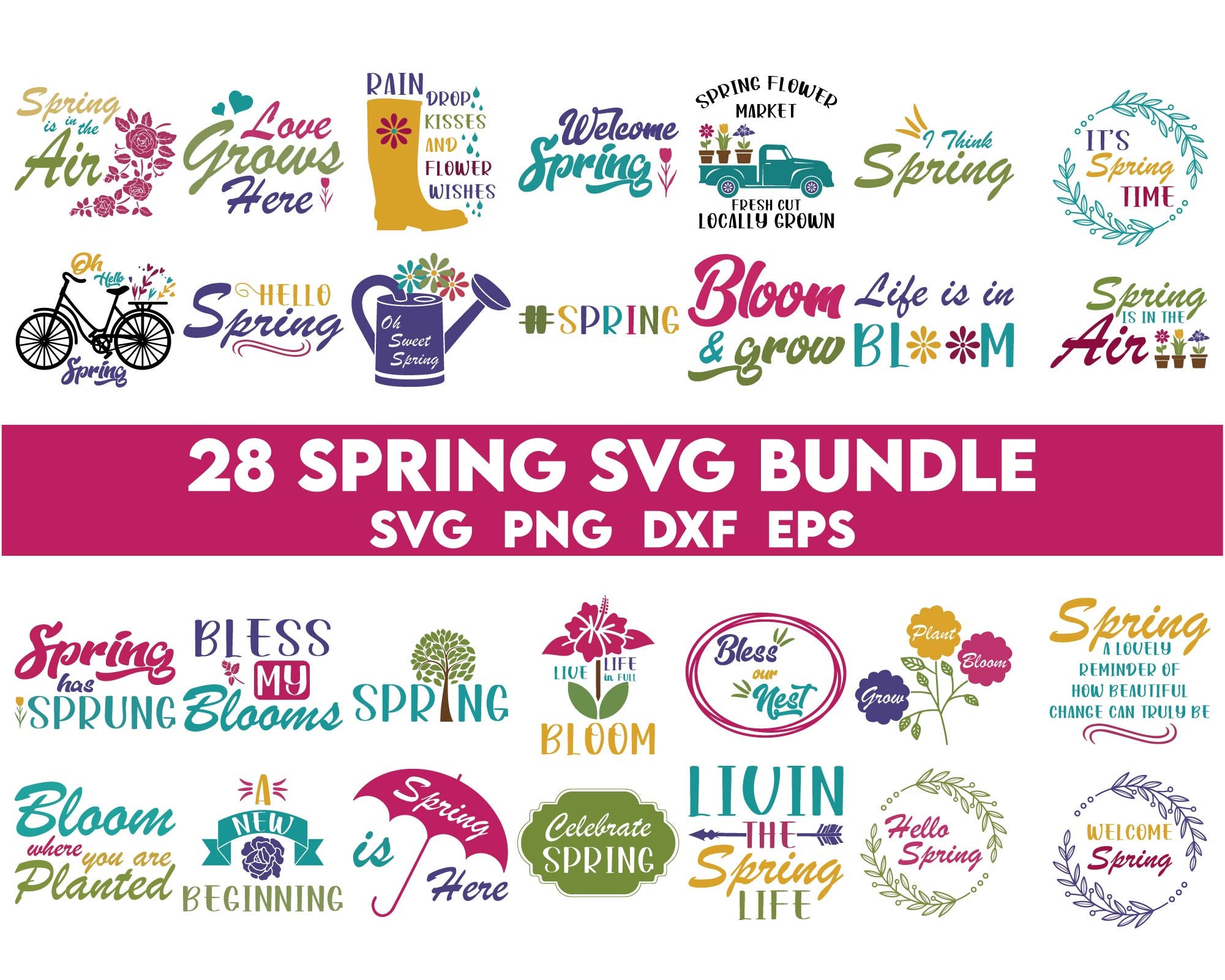 Spring Svg Bundle, Flower Svg, Spring Svg, Easter Svg, Spring Flower ...