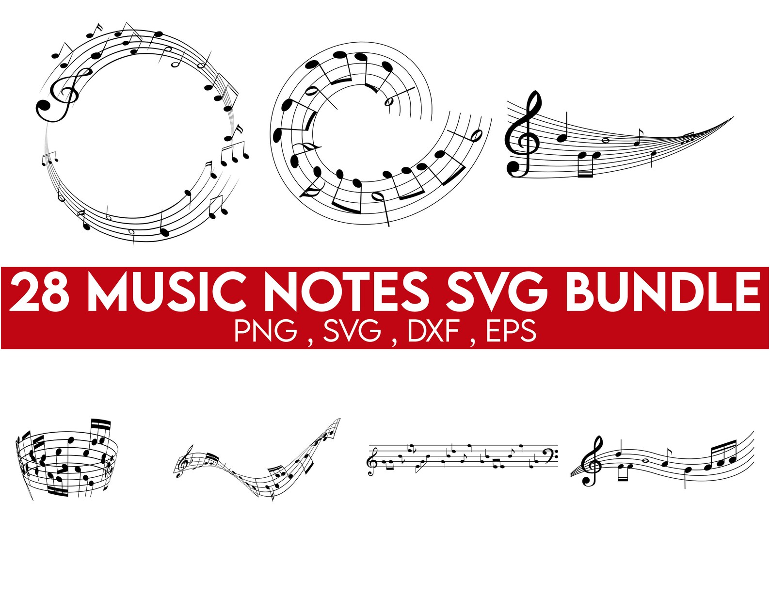 Music Notes SVG, Music Notes Bundle, Music Notes Clipart , Music Notes ...