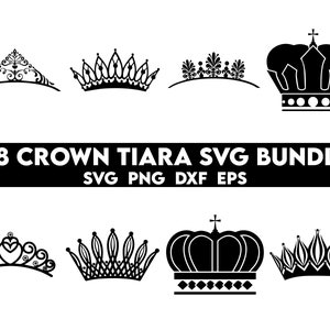 Crown Tiara SVG Bundle, Crown Silhouette, Princess SVG Bundle, Crown ...