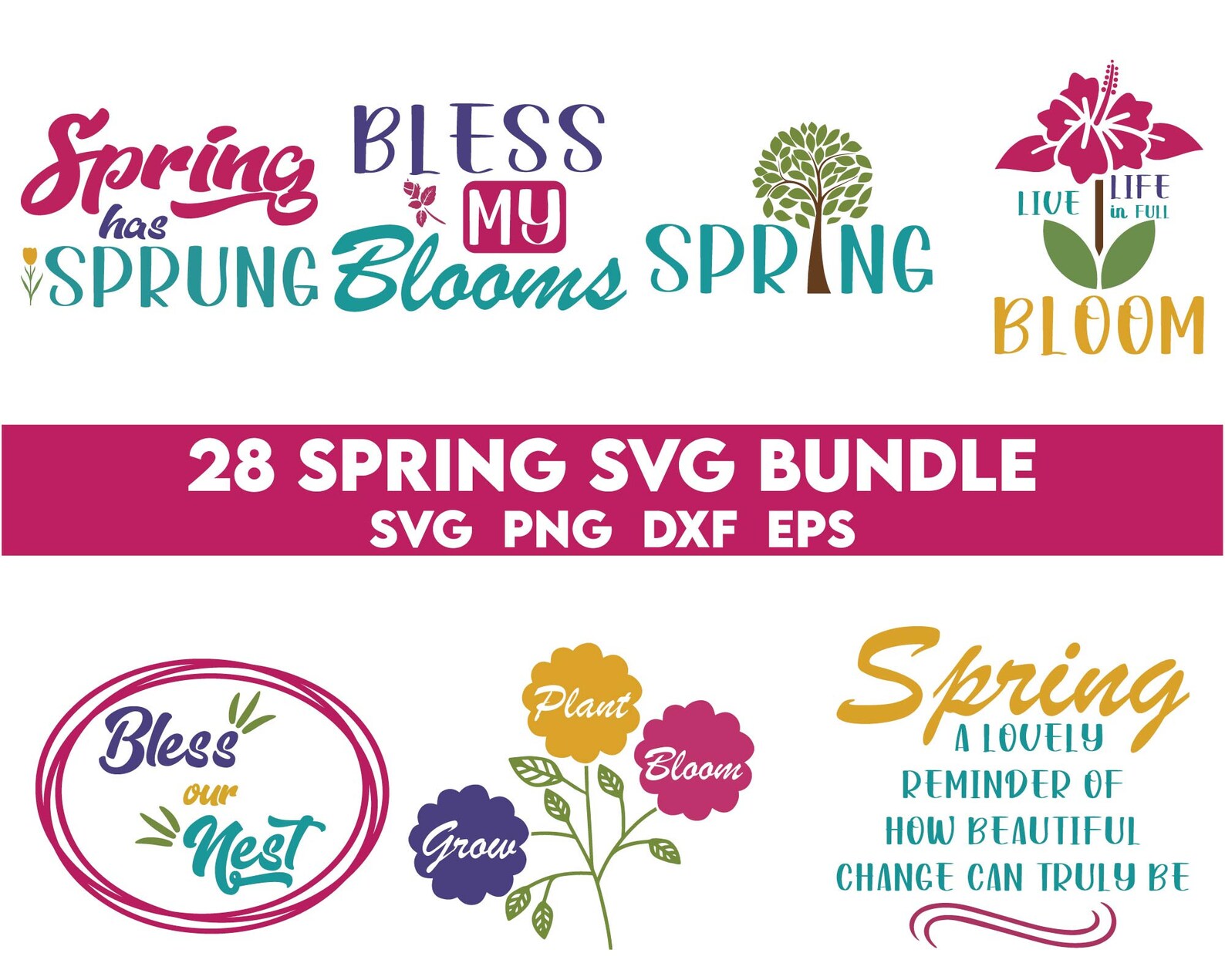 Spring Svg Bundle, Flower Svg, Spring Svg, Easter Svg, Spring Flower ...