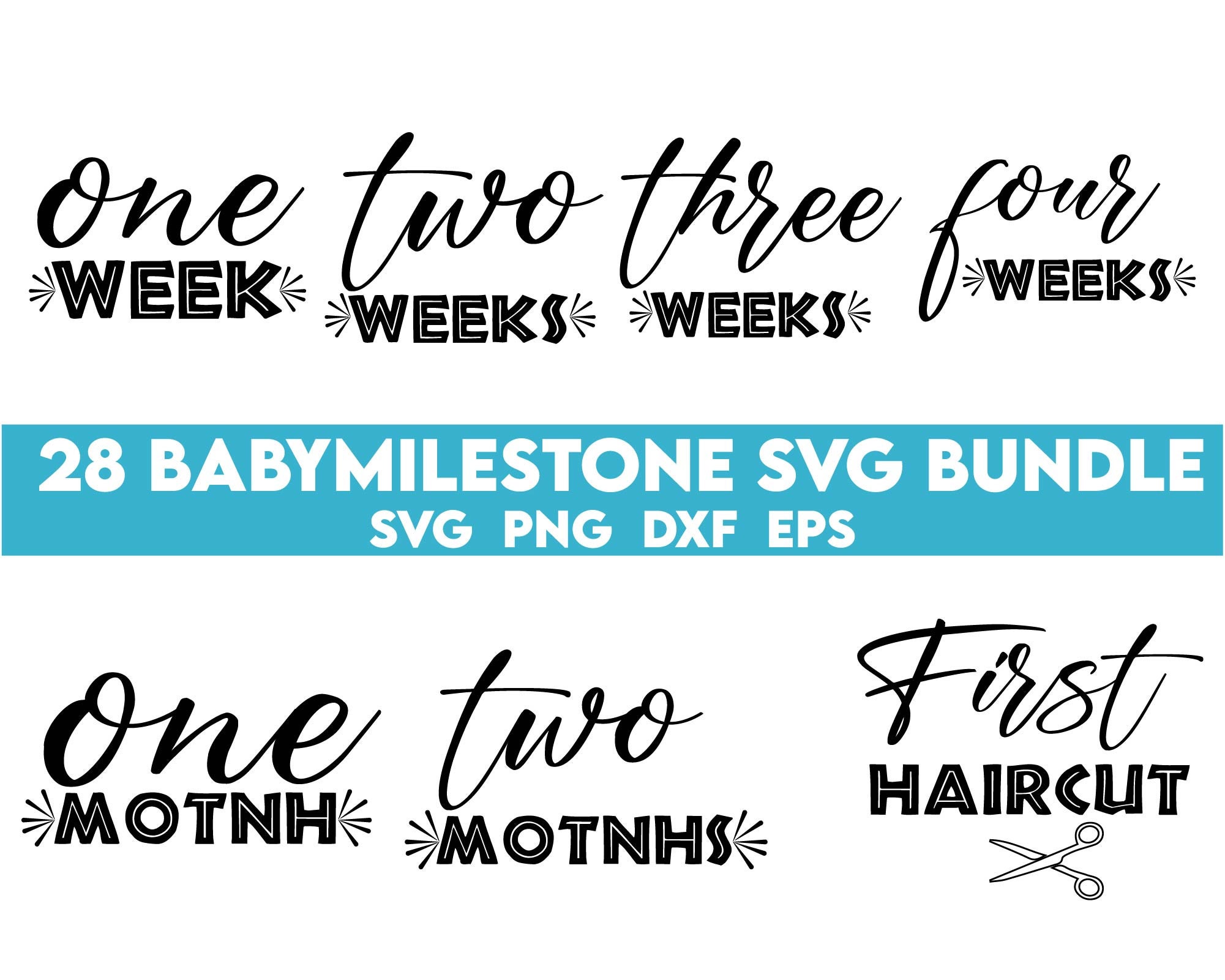 Baby Milestone Svg Bundle, Milestone Svg, Monthly Milestone, Baby Svg ...