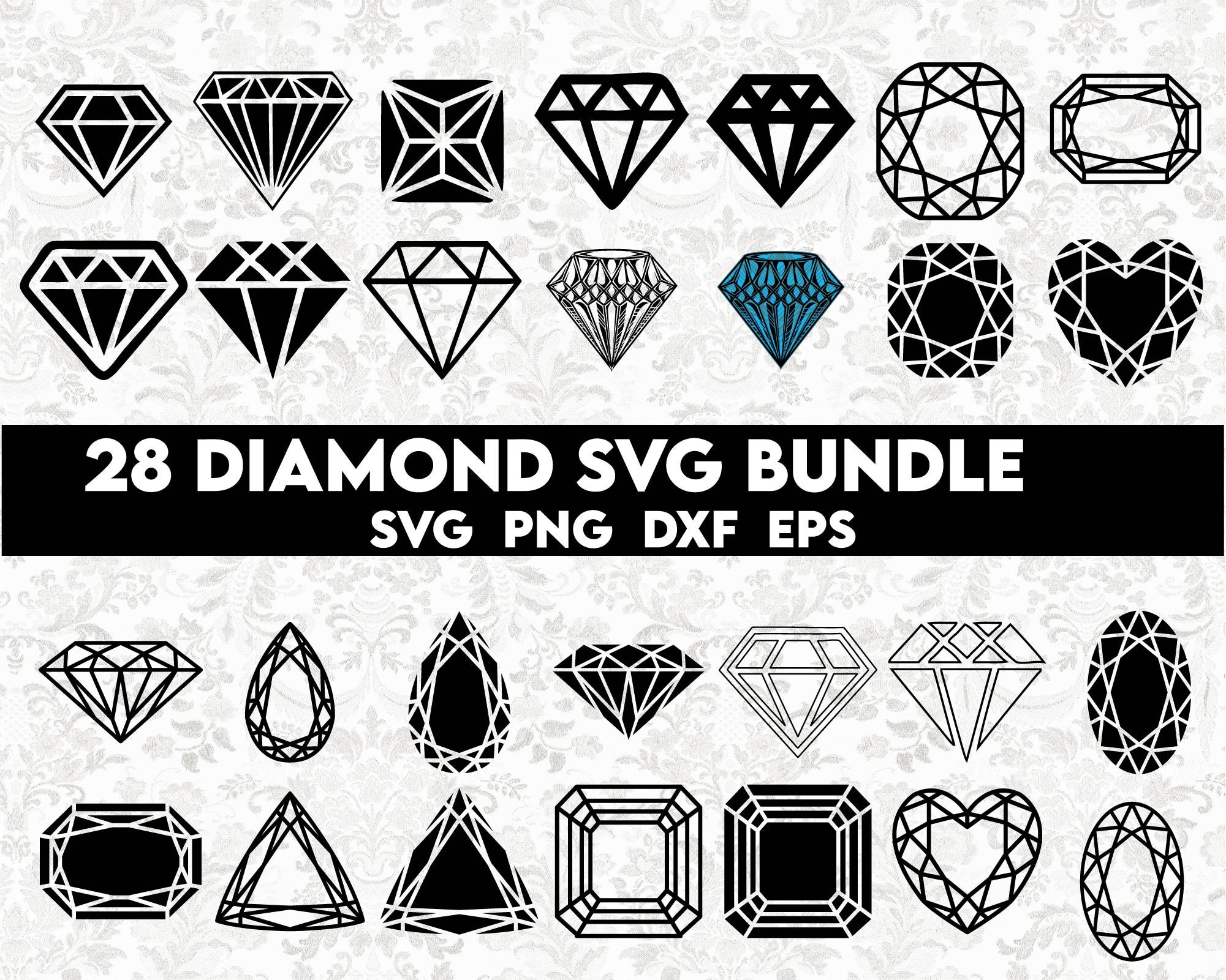 Diamond SVG Bundle, Wedding Diamond SVG, Diamond Svg, Diamond ...