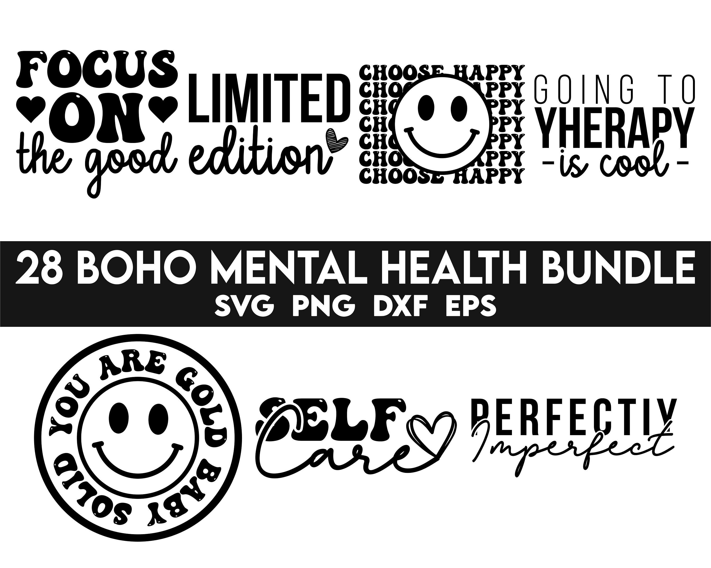 Mental Healthy Svg Png Bundle, Retro Inspirational Quotes Svg, Positive ...