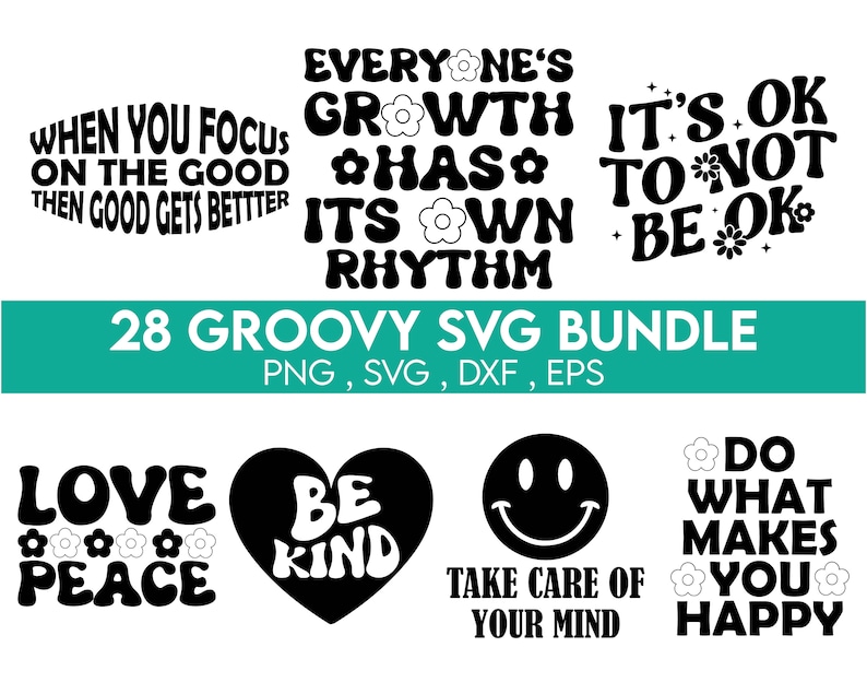 Groovy Svg Bundle, Hippie Svg,inspirational Svg,retro Svg,motivational ...