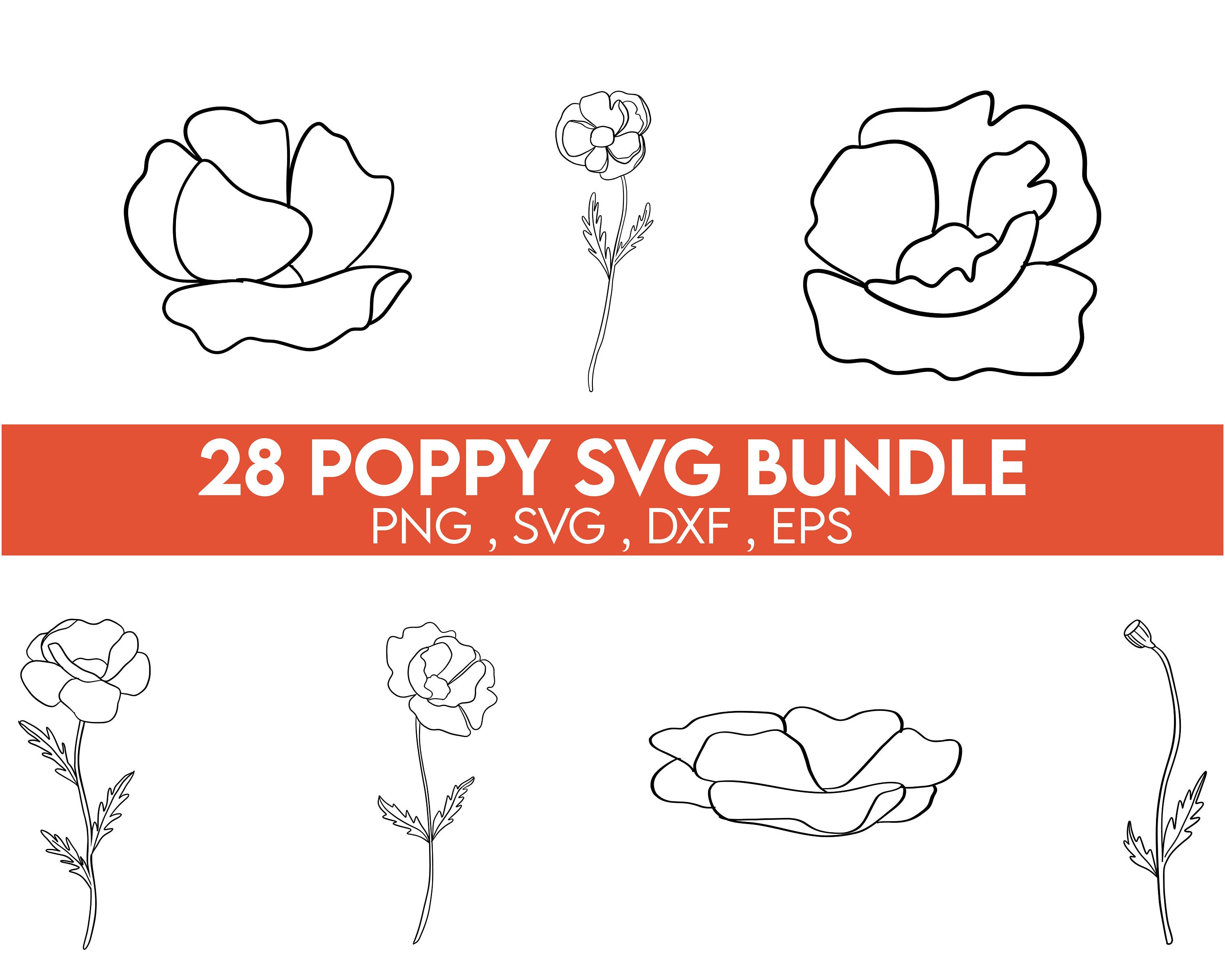 Poppy Svg Bundle Poppy Svg Poppy Wreath Svg Botanical - Etsy Singapore