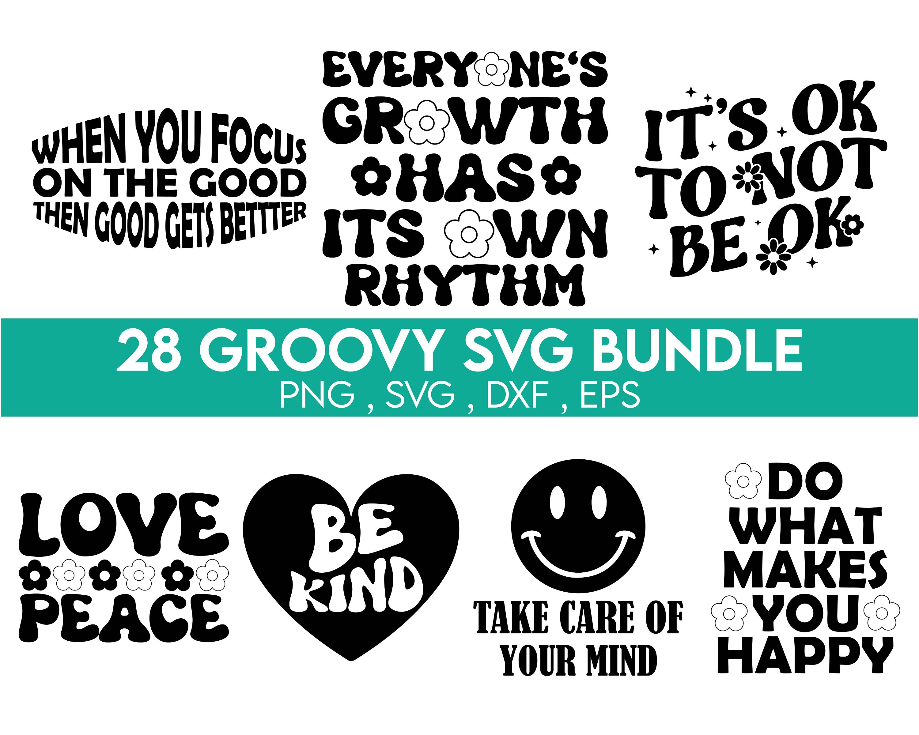 Groovy Svg Bundle, Hippie Svg,inspirational Svg,retro Svg,motivational ...