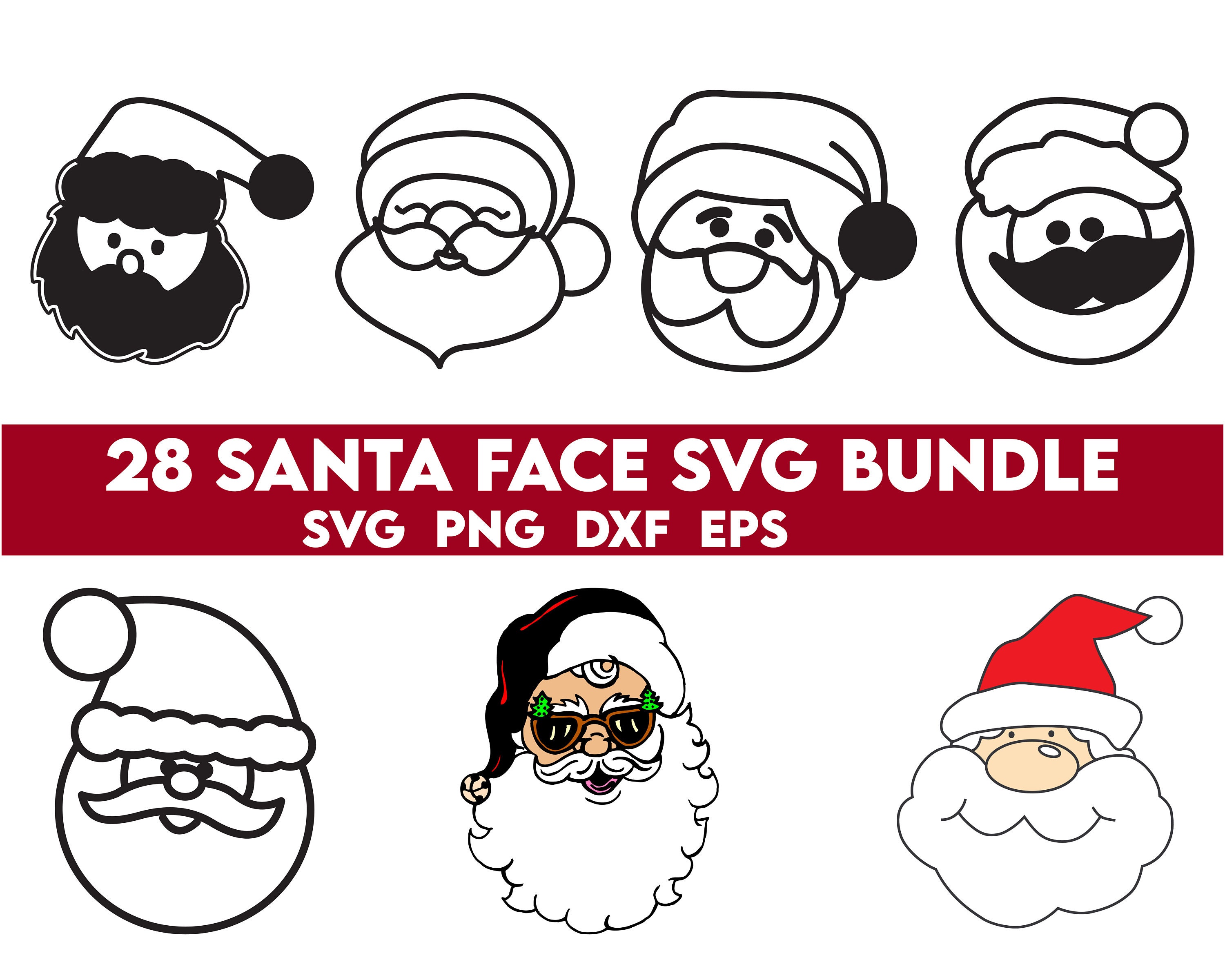Santa Face SVG Bundle, Santa SVG, Christmas SVG, Santa Claus Svg, Santa ...