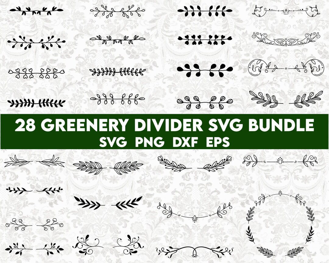 Greenery Text Divider Svg Bundle, Leaf Border Svg, Hand Drawn Svg ...