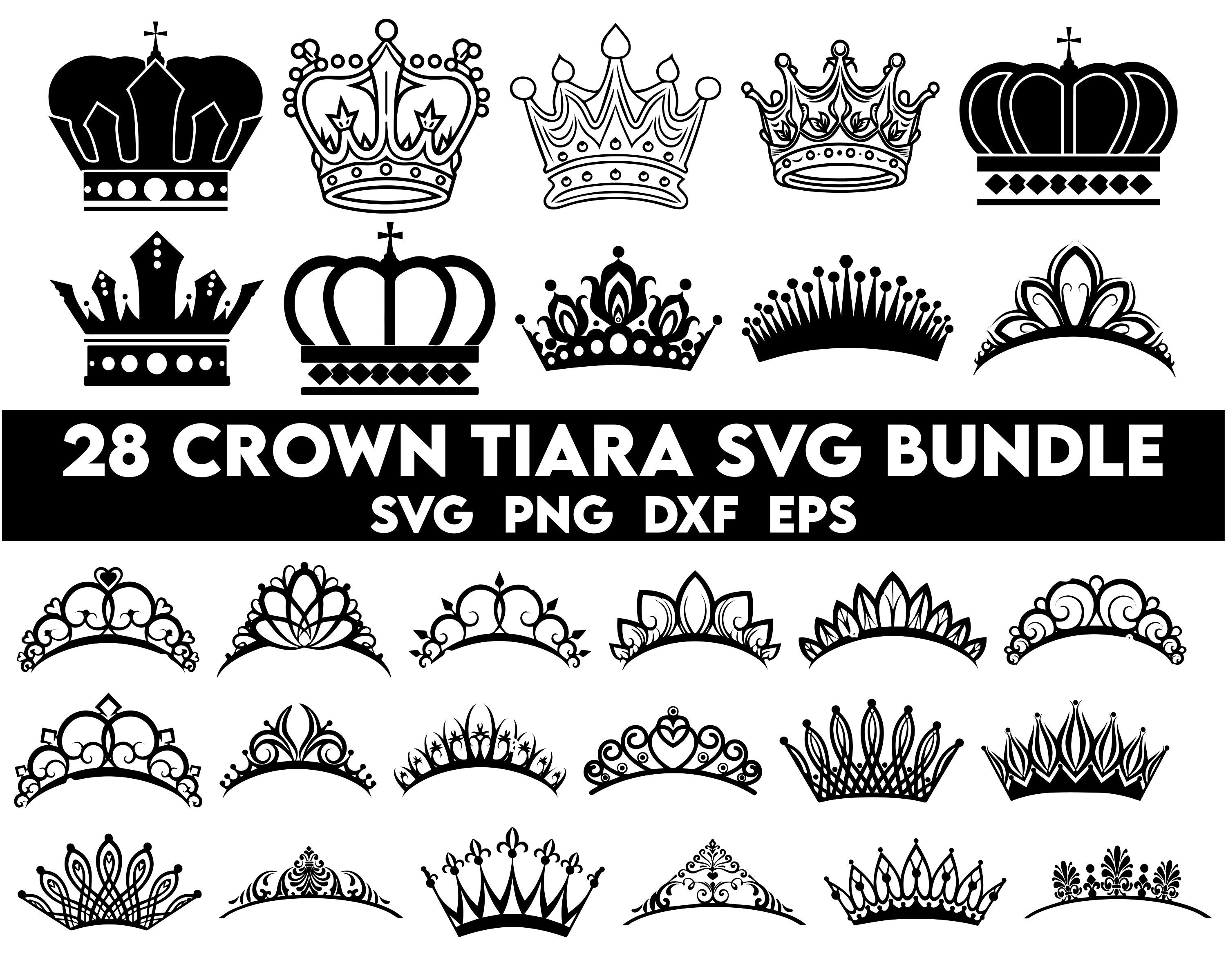 Crown Tiara SVG Bundle, Crown Silhouette, Princess SVG Bundle, Crown ...