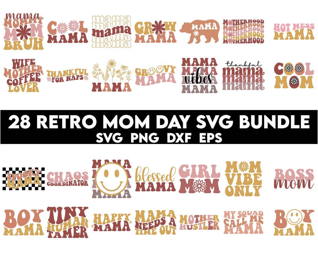 Mother's Day SVG Bundle, Funny Mom Shirt Svg, Retro Mama Svg, Mom Svg ...