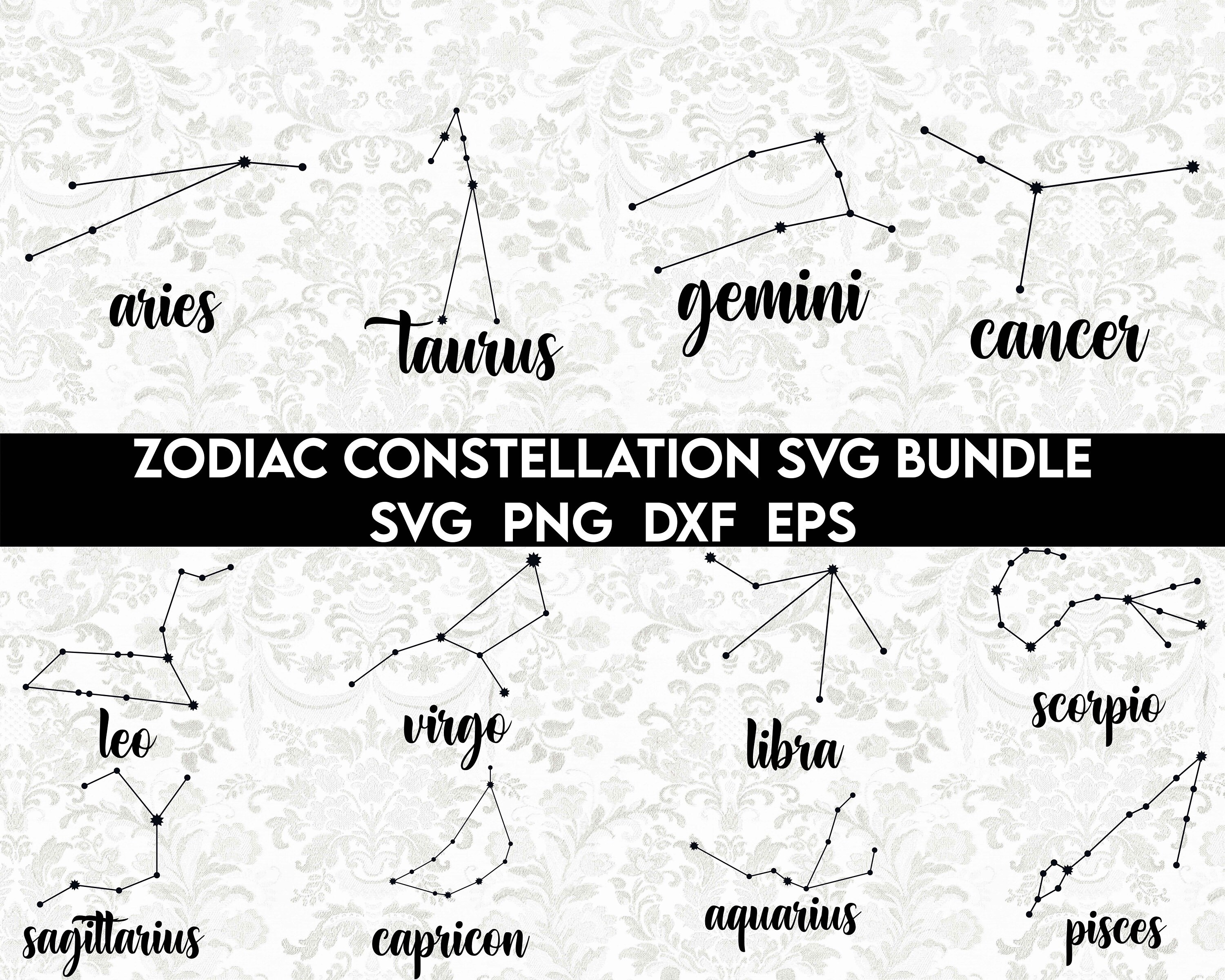 Zodiac Constellation SVG Bundle, Astrology SVG, Constellation Svg ...