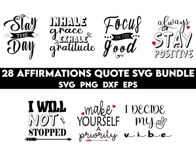 Affirmations Quotes Svg Bundle Inspirational Svg - Etsy