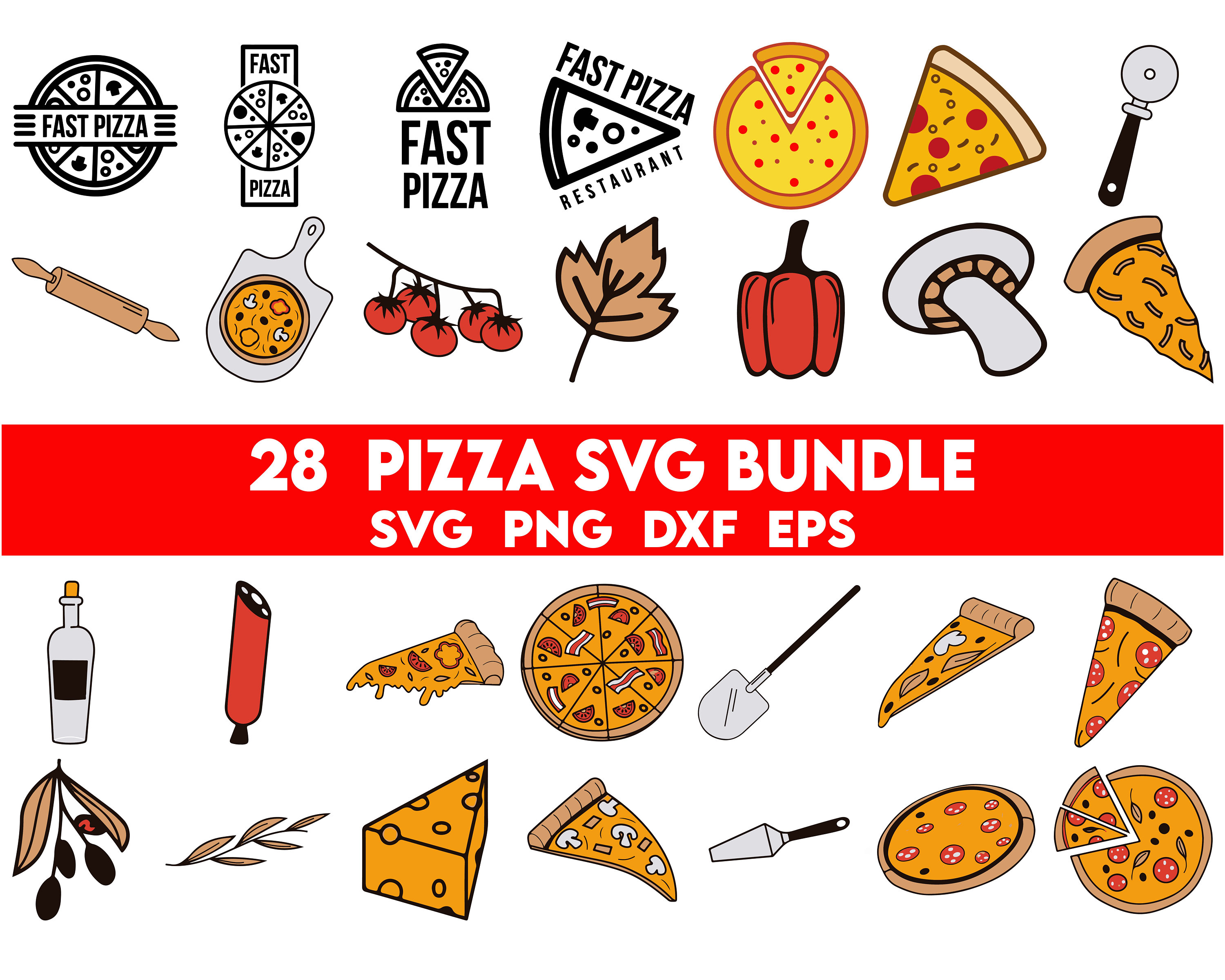 Pizza SVG Bundle, Pizza Svg, Pizza Slice, Pepperoni Pizza Slice Svg ...