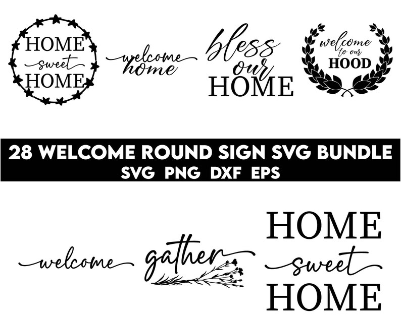 Round Sign Svg Bundle, Circle Sign Svg, Porch Sign Svg, Welcome Sign ...