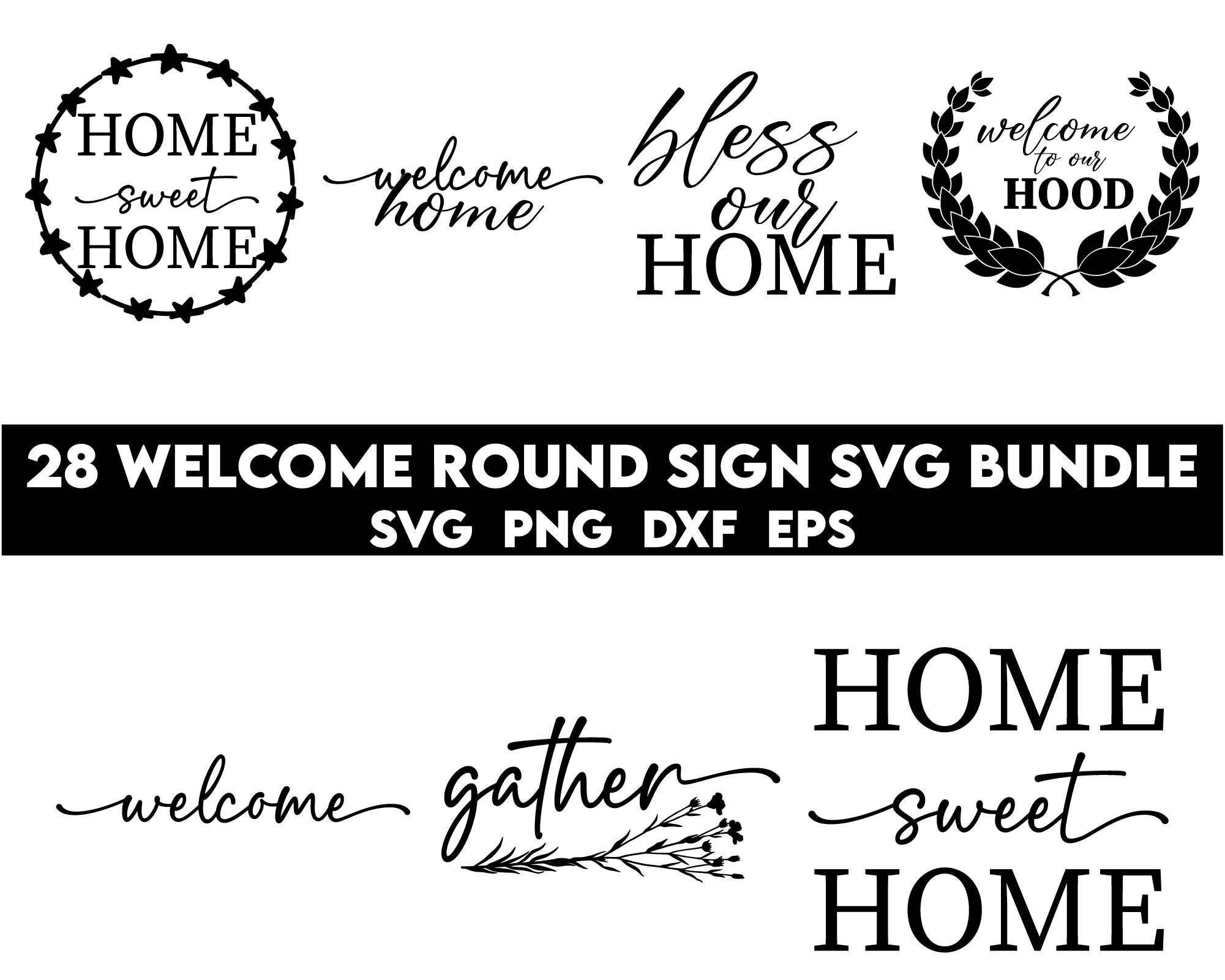 Round Sign Svg Bundle, Circle Sign Svg, Porch Sign Svg, Welcome Sign ...