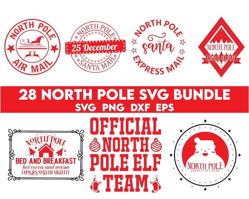 North Pole Svg Bundle Santa Stamp SVG Christmas Stamps SVG - Etsy Singapore