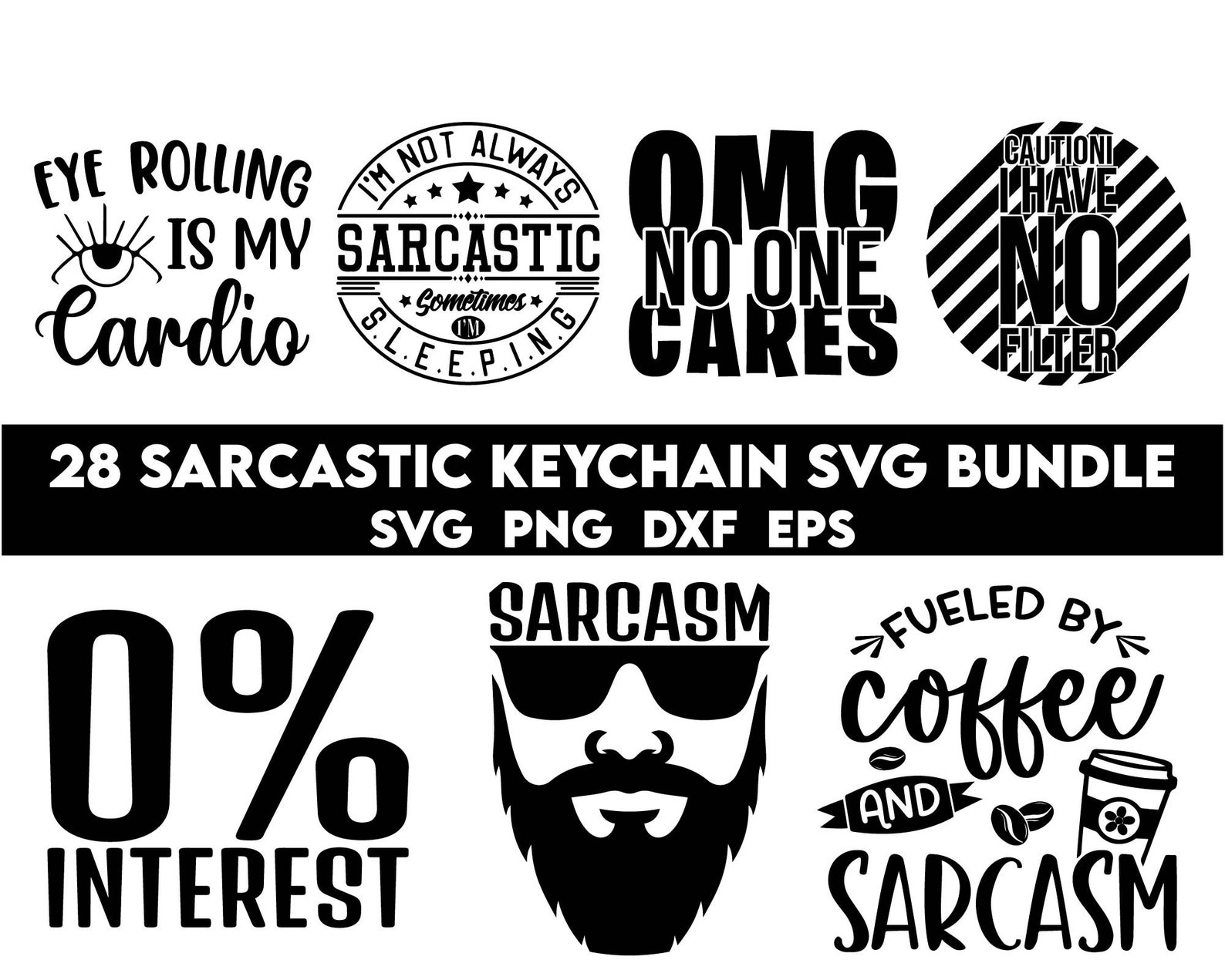 Sarcastic Keychain SVG Bundle, Funny Keychain Quotes SVG, Hand Lettered ...