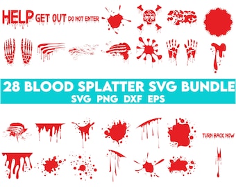 Blood Splatter SVG Bundle, Blood Drips Svg, Blood Png, Bloody Font Svg ...